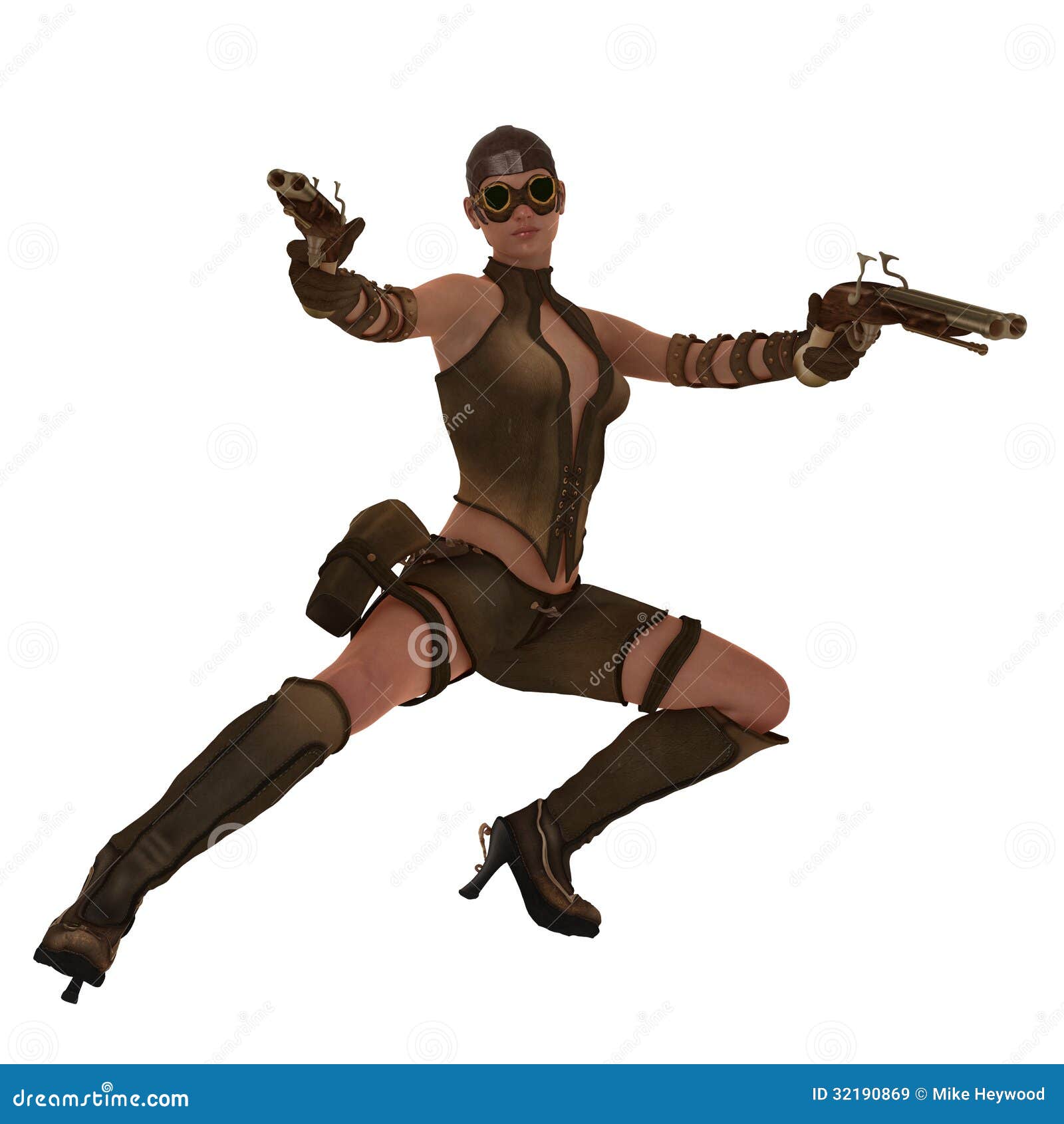 Het Meisje Van De Actie Steampunk Strijder Stock Afbeelding - Illustration of meisje, glazen ...