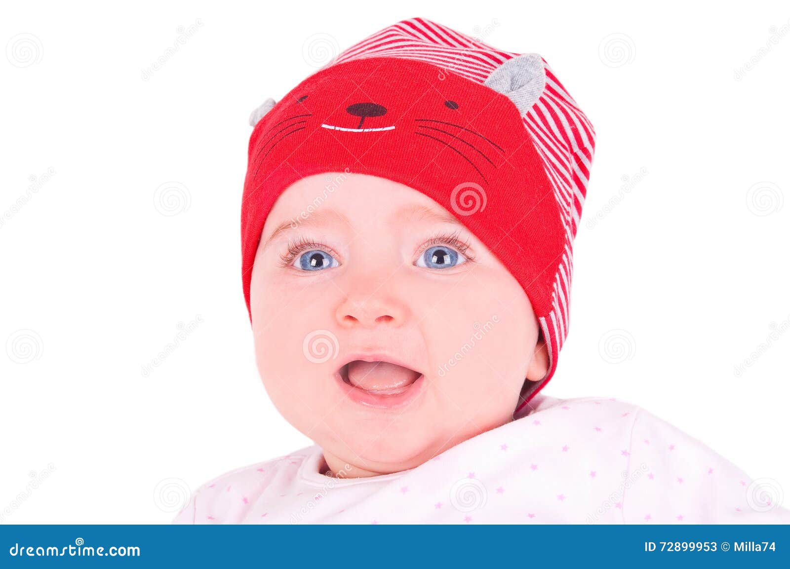 Het Meisje Van De Baby Met Rode Hoed Stock Afbeelding - Image of ...