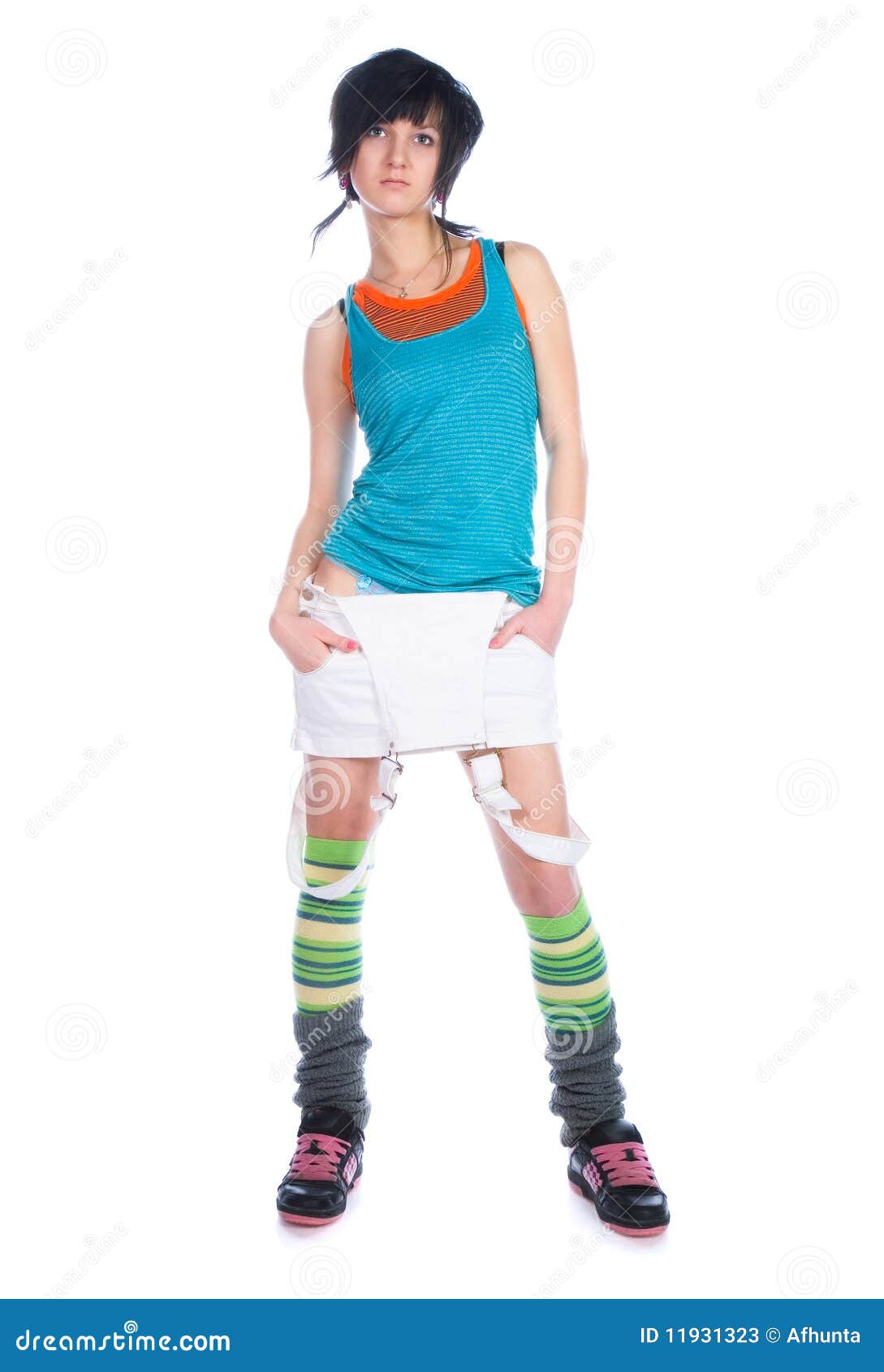 Het Meisje Van De Tiener in Een Heldere Kleding Stock Afbeelding ...