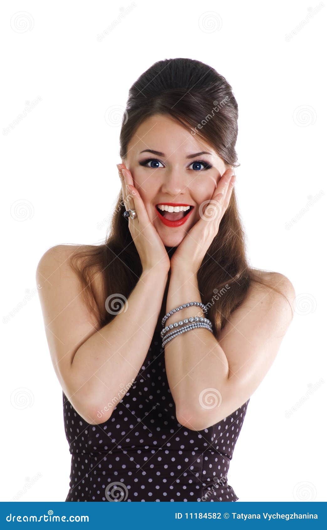 Het Meisje Van De Verbazing in Retro Kleding Stock Foto - Image of rood ...