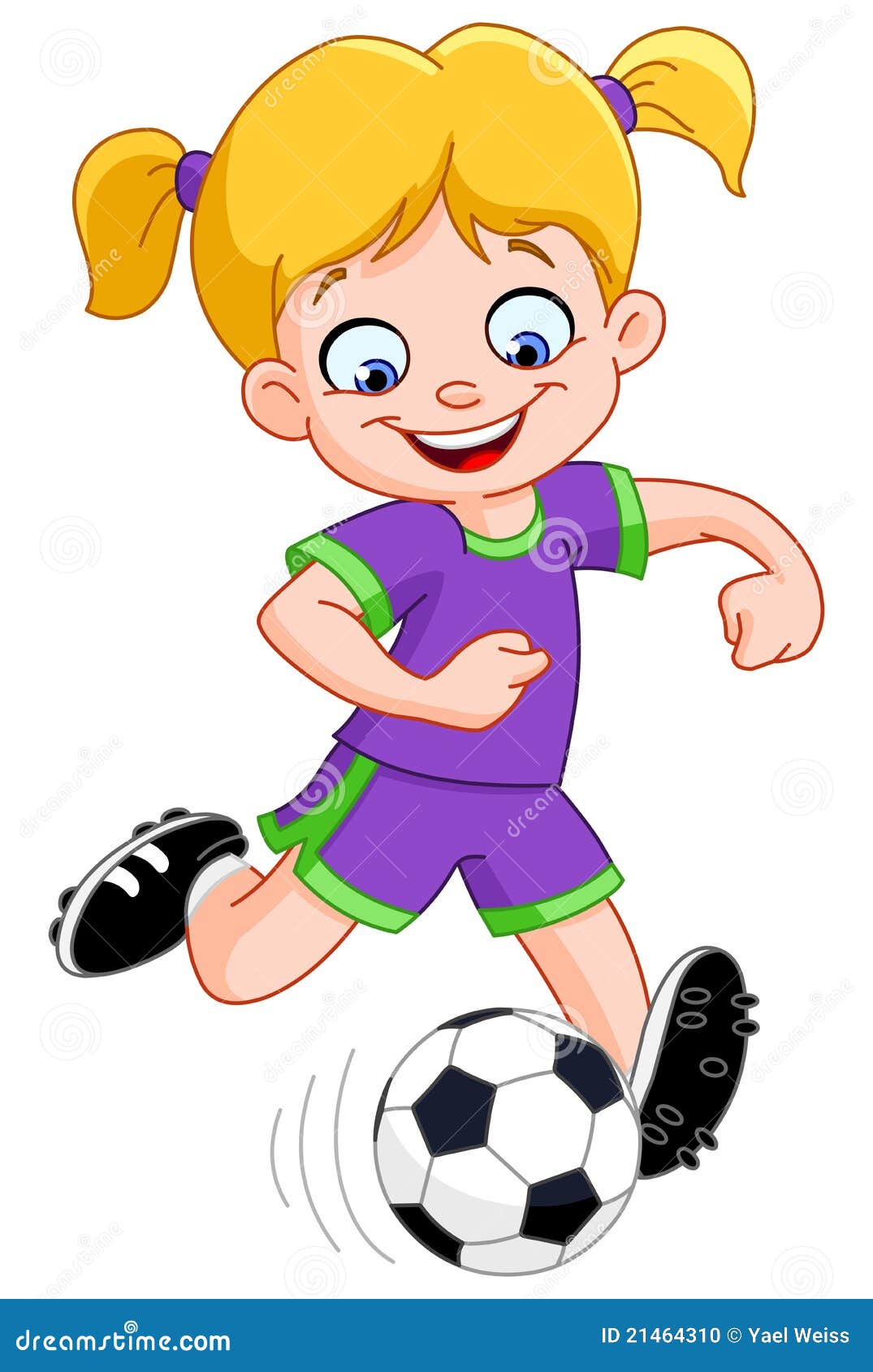 Meisje Voetballer Cartoon Voetbal Meisje Illustratie #124391