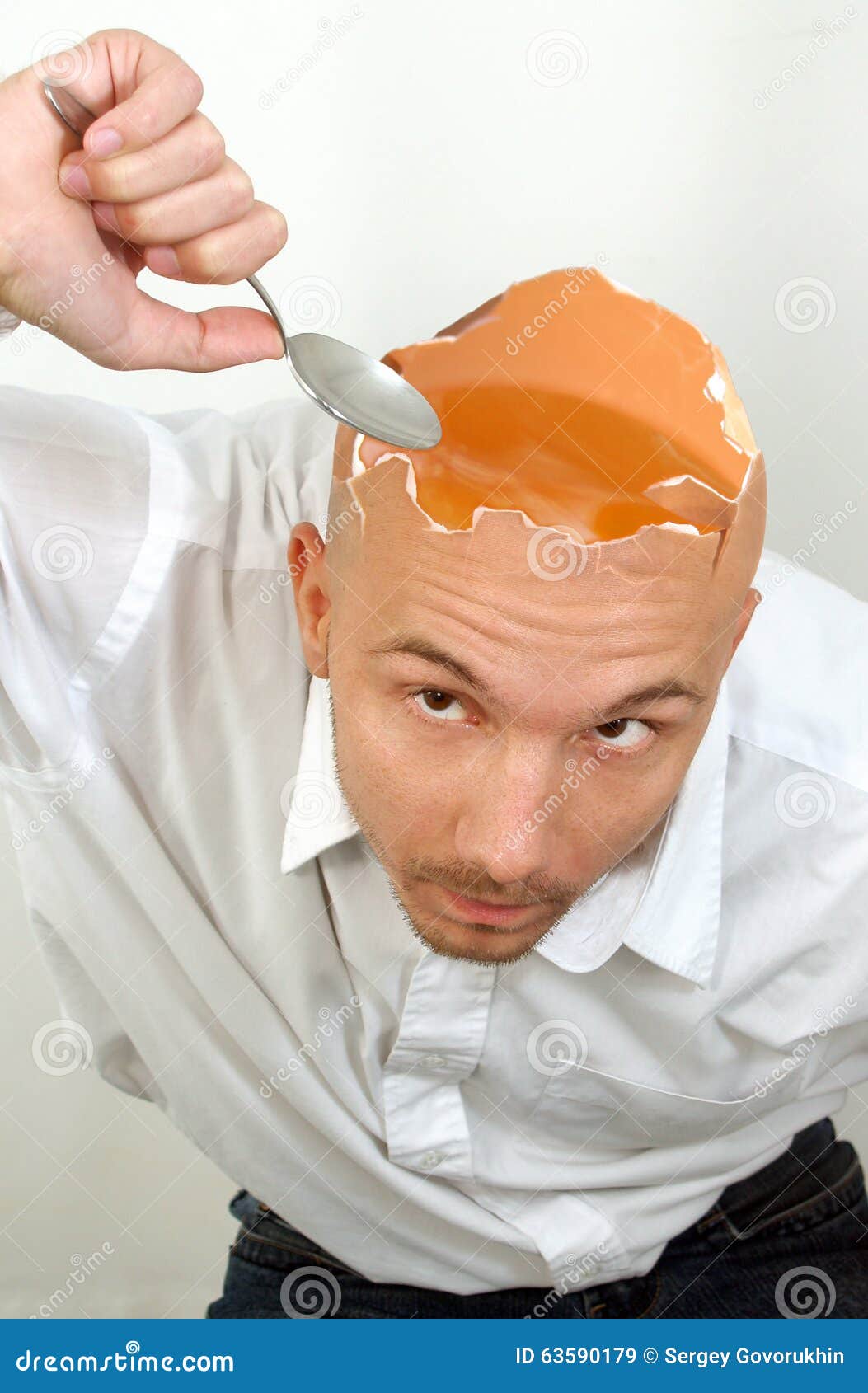 Het Mensenei in Plaats Van Het Hoofd Stock Afbeelding - Image of ...