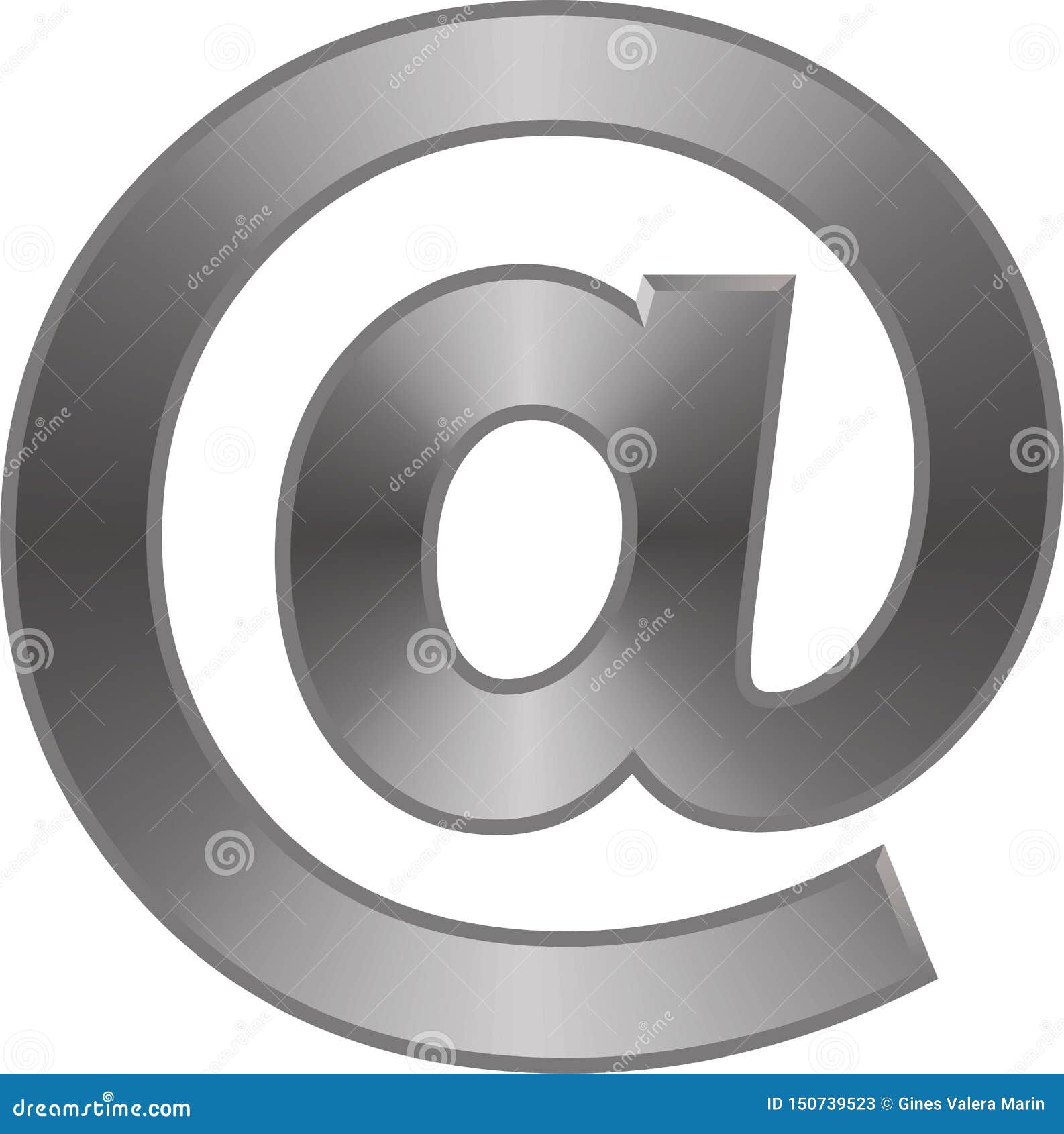 Het Metaal E-mailteken Met Denkt Na Isoleer Symbool Vector Illustratie ...