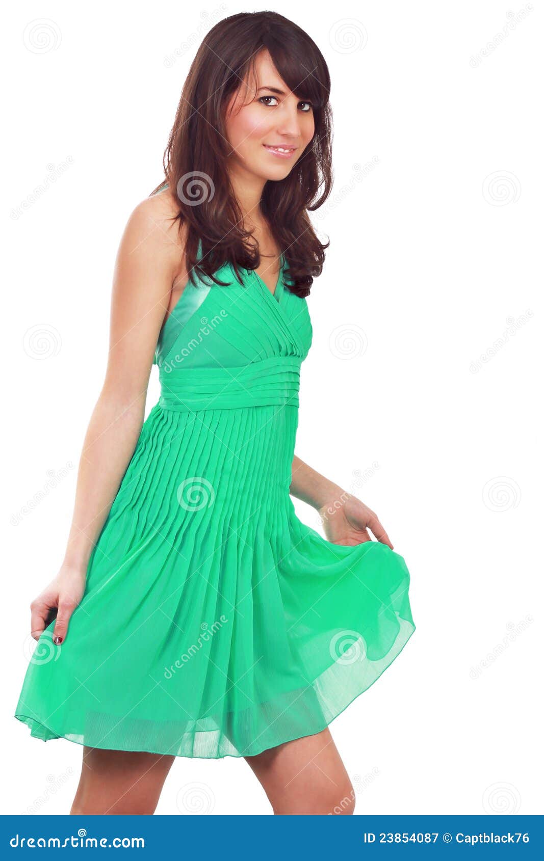 Het Model Stellen Met Groene Kleding Stock Afbeelding - Image of ...