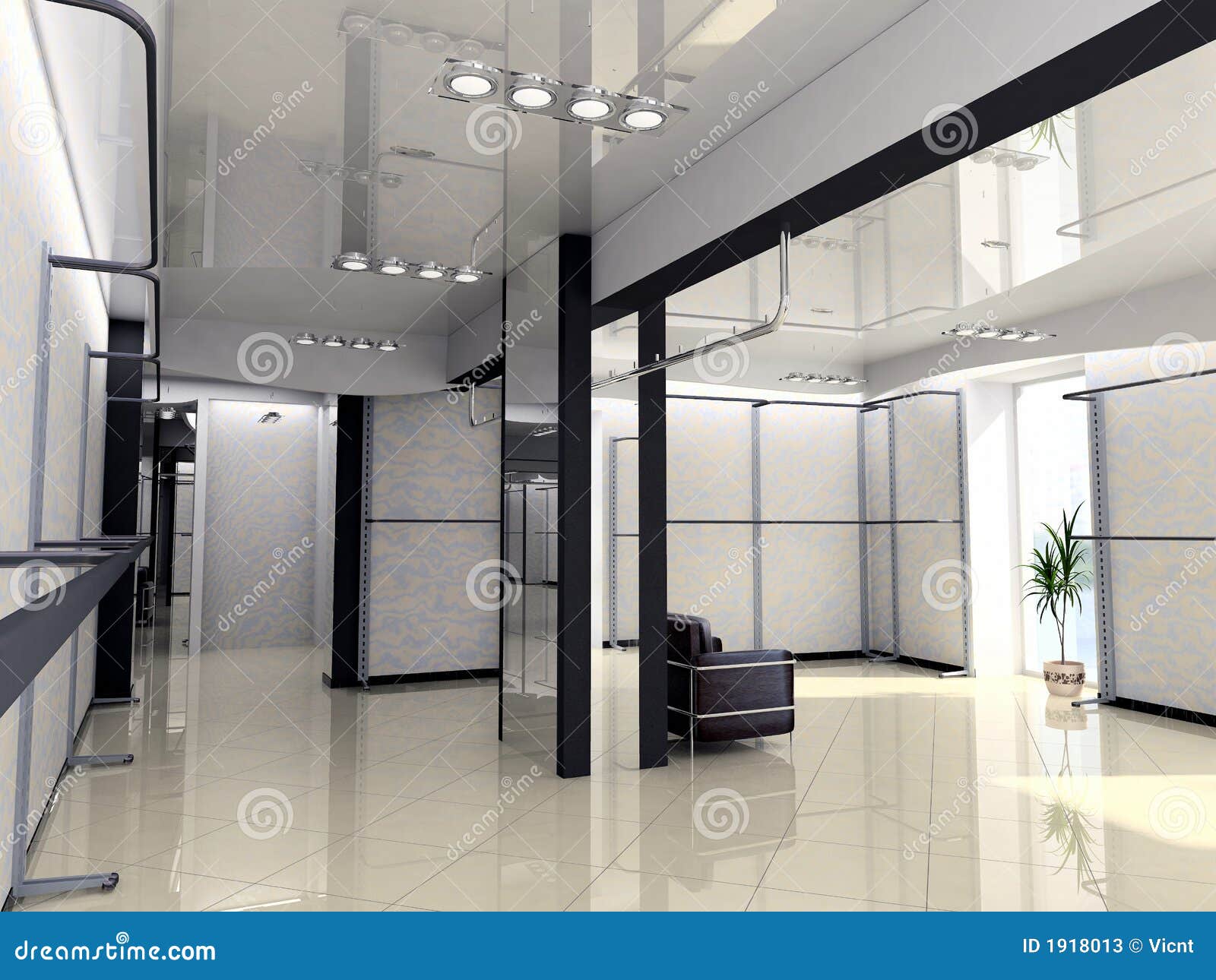 Het Moderne Binnenland Van De Winkel Stock Afbeelding - Image of ...