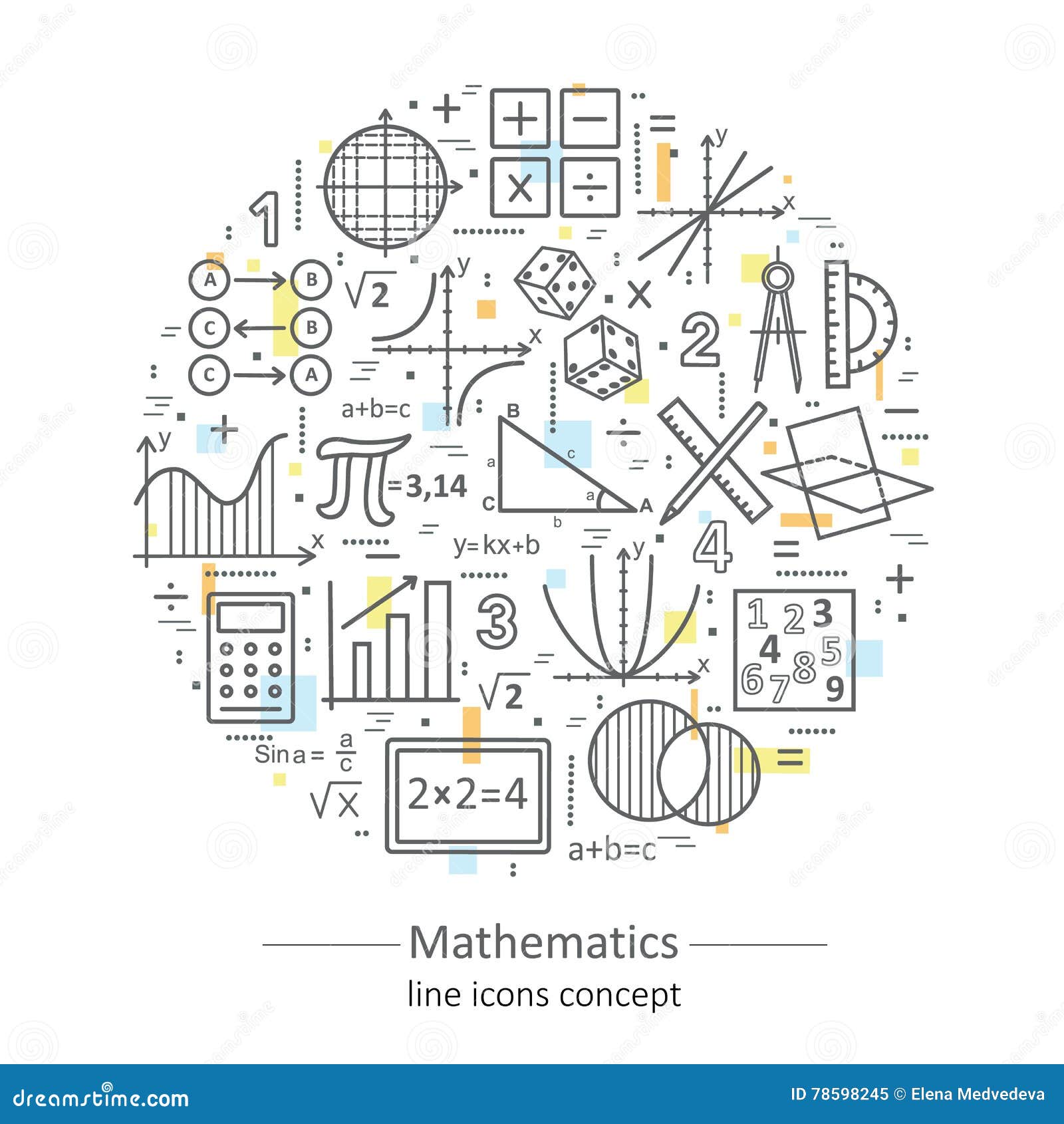 Het Moderne Concept Van De Kleuren Dunne Lijn Wiskunde Vector ...