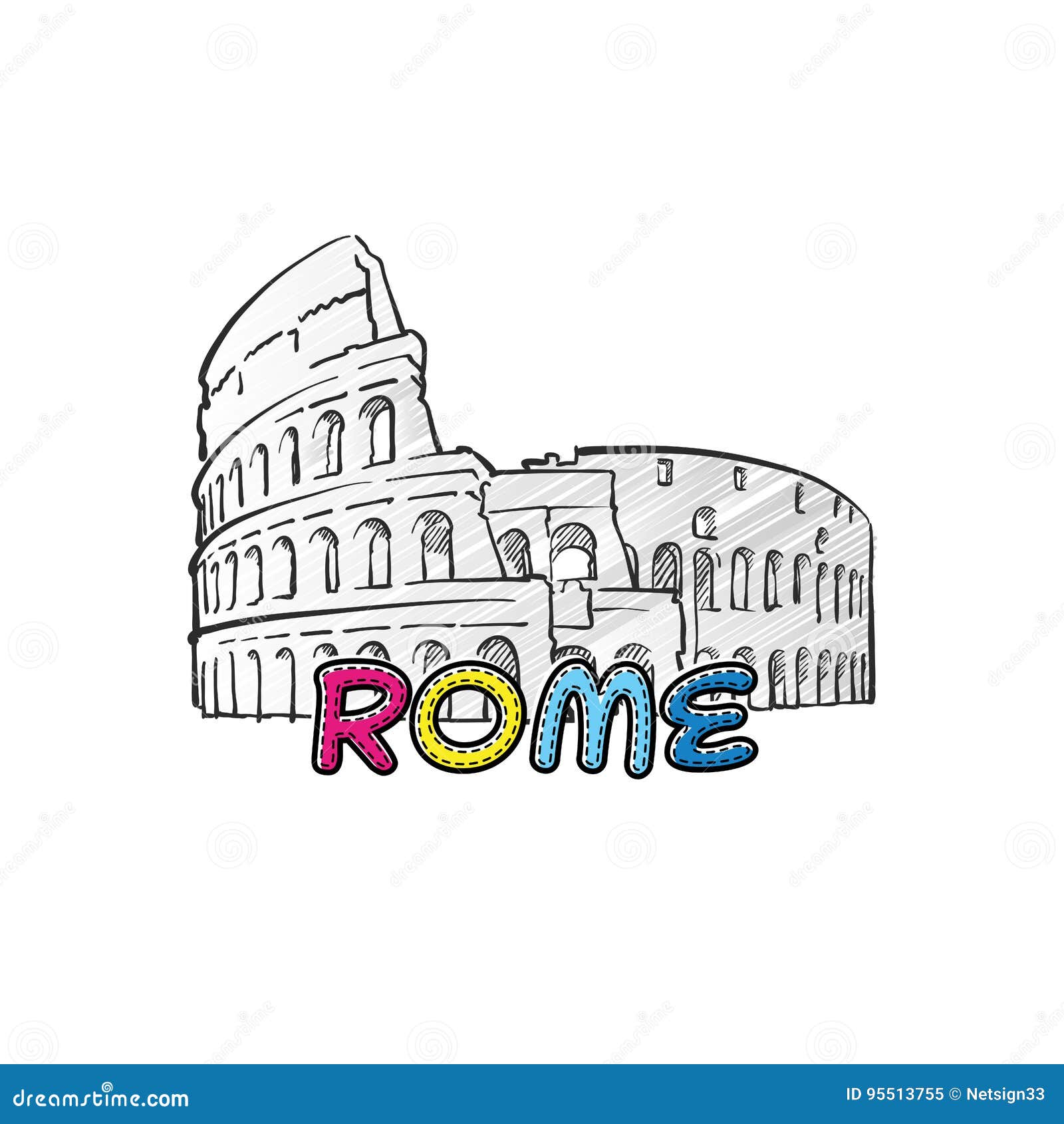 Het Mooie Geschetste Pictogram Van Rome Vector Illustratie ...