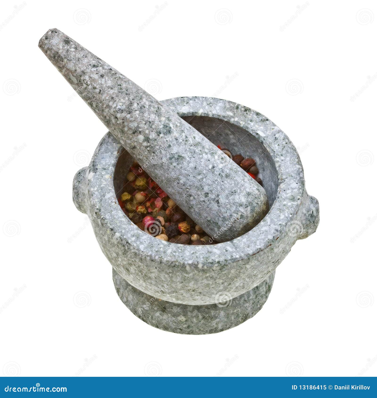Het Mortier En De Stamper Van De Steen Met Verpletterde Peper Stock ...