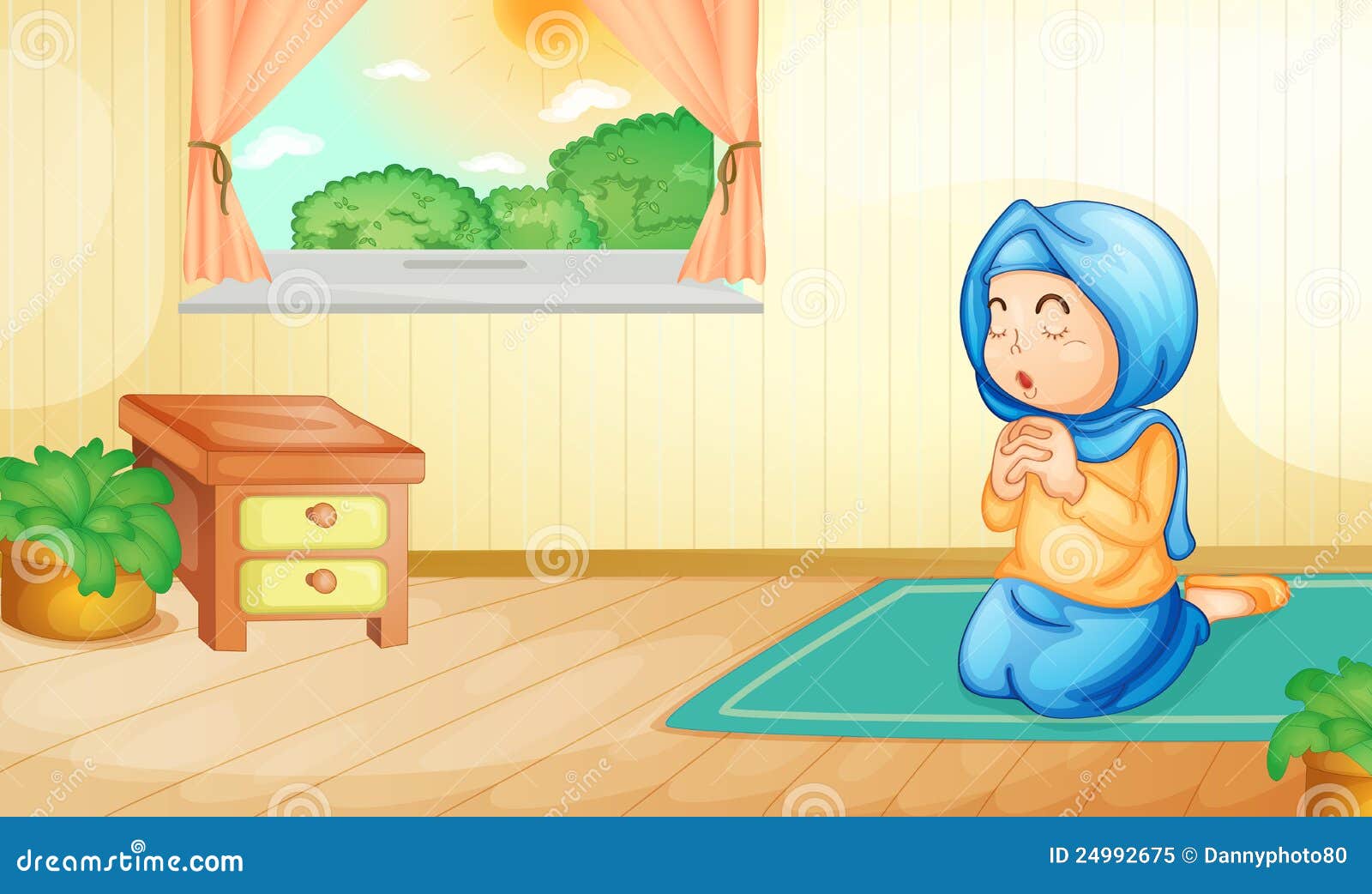 Het moslim bidden vector illustratie. Illustration of midden - 24992675