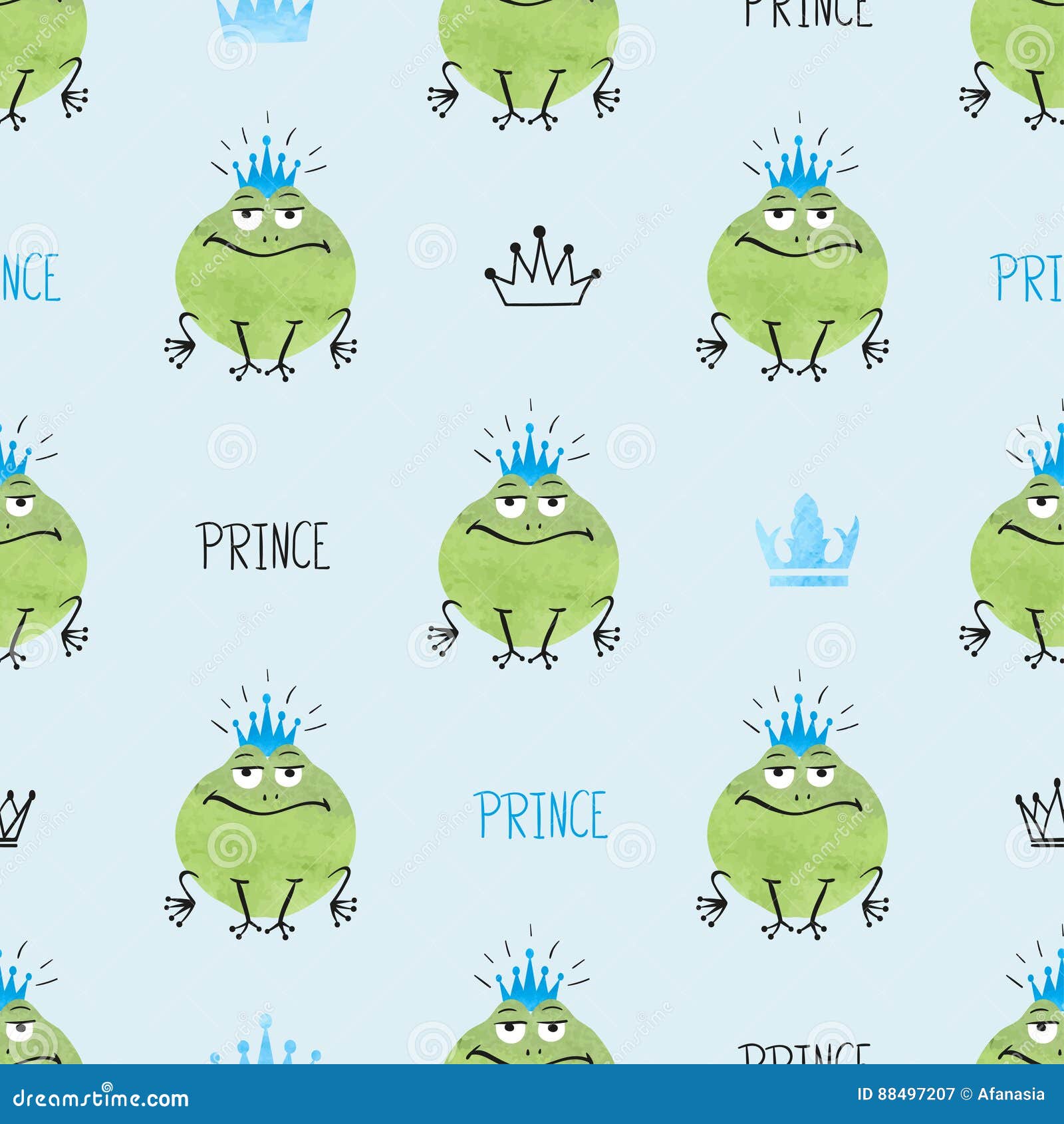 Het Naadloze Leuke Patroon Van PrinsFrogs Vector Illustratie ...