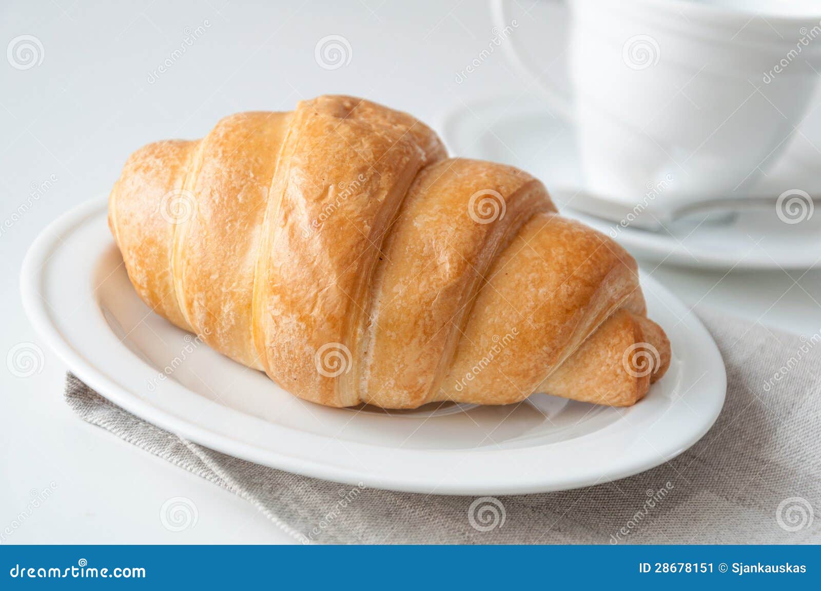 Het Ontbijt Van De Croissant Stock Afbeelding - Image of heerlijk ...