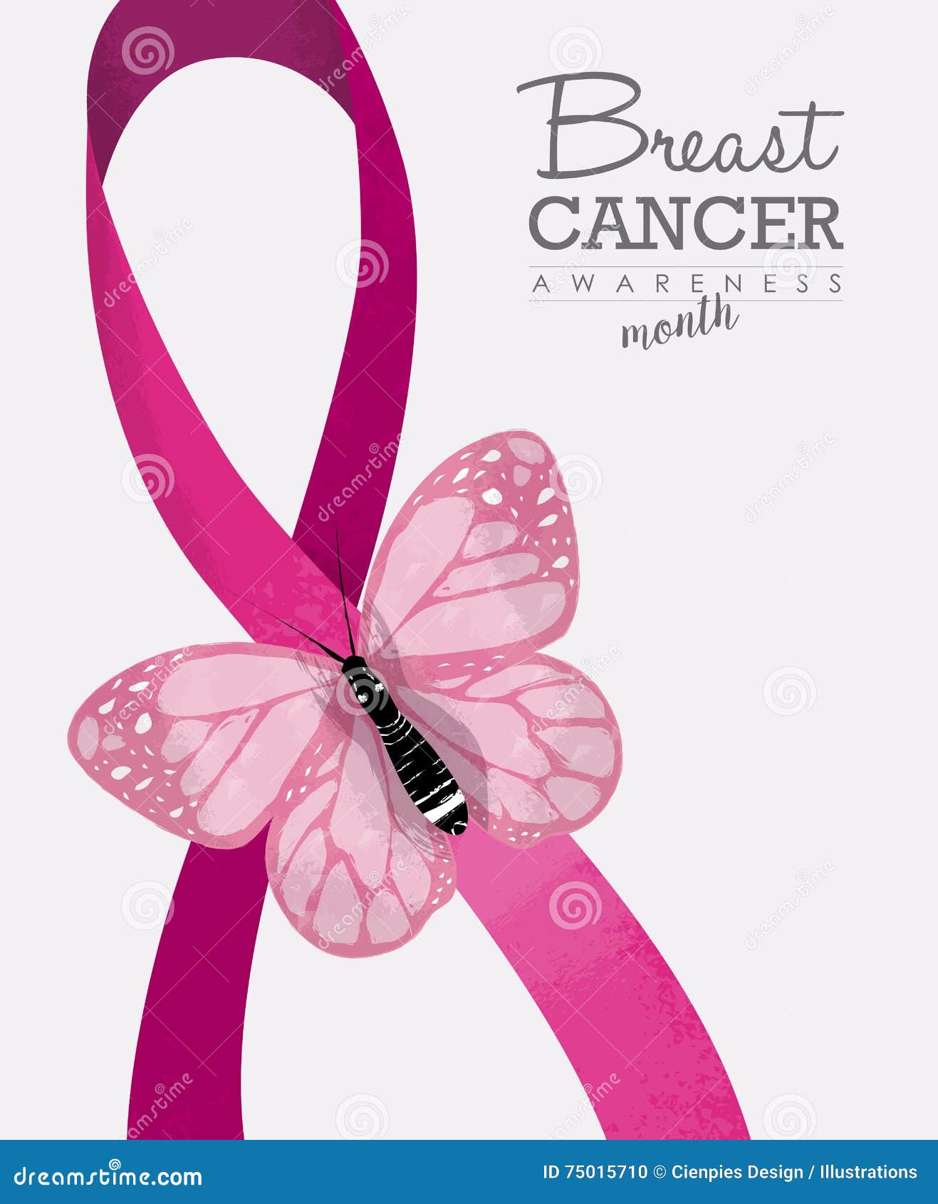 Het Ontwerp Van Borstkanker Met Vlinder En Lint Vector Illustratie ...