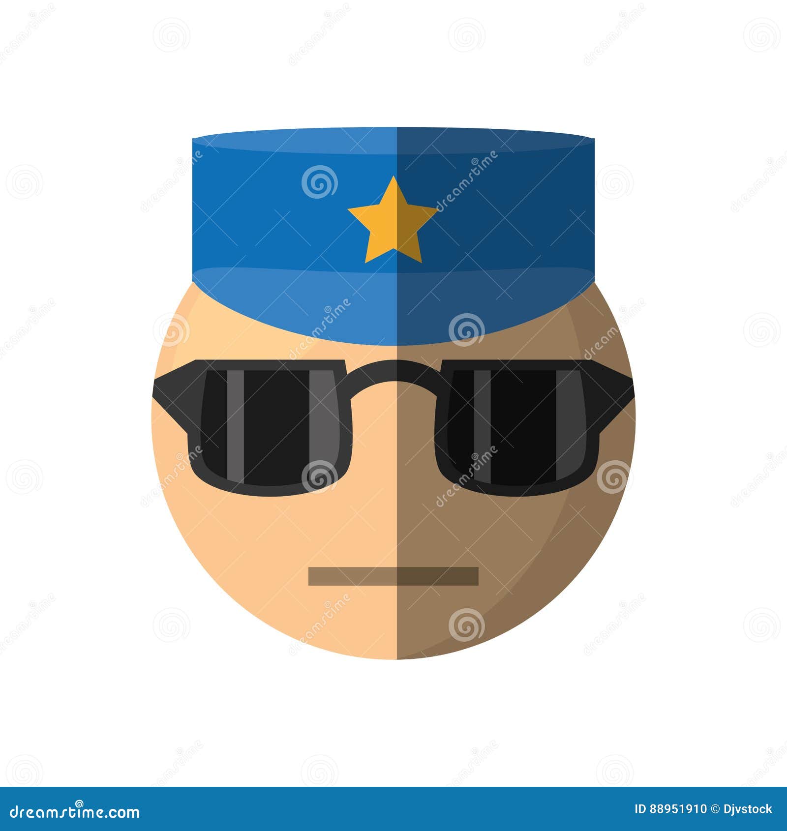 Het Ontwerp Van Het Politieagent Emoticon Beeldverhaal Stock ...