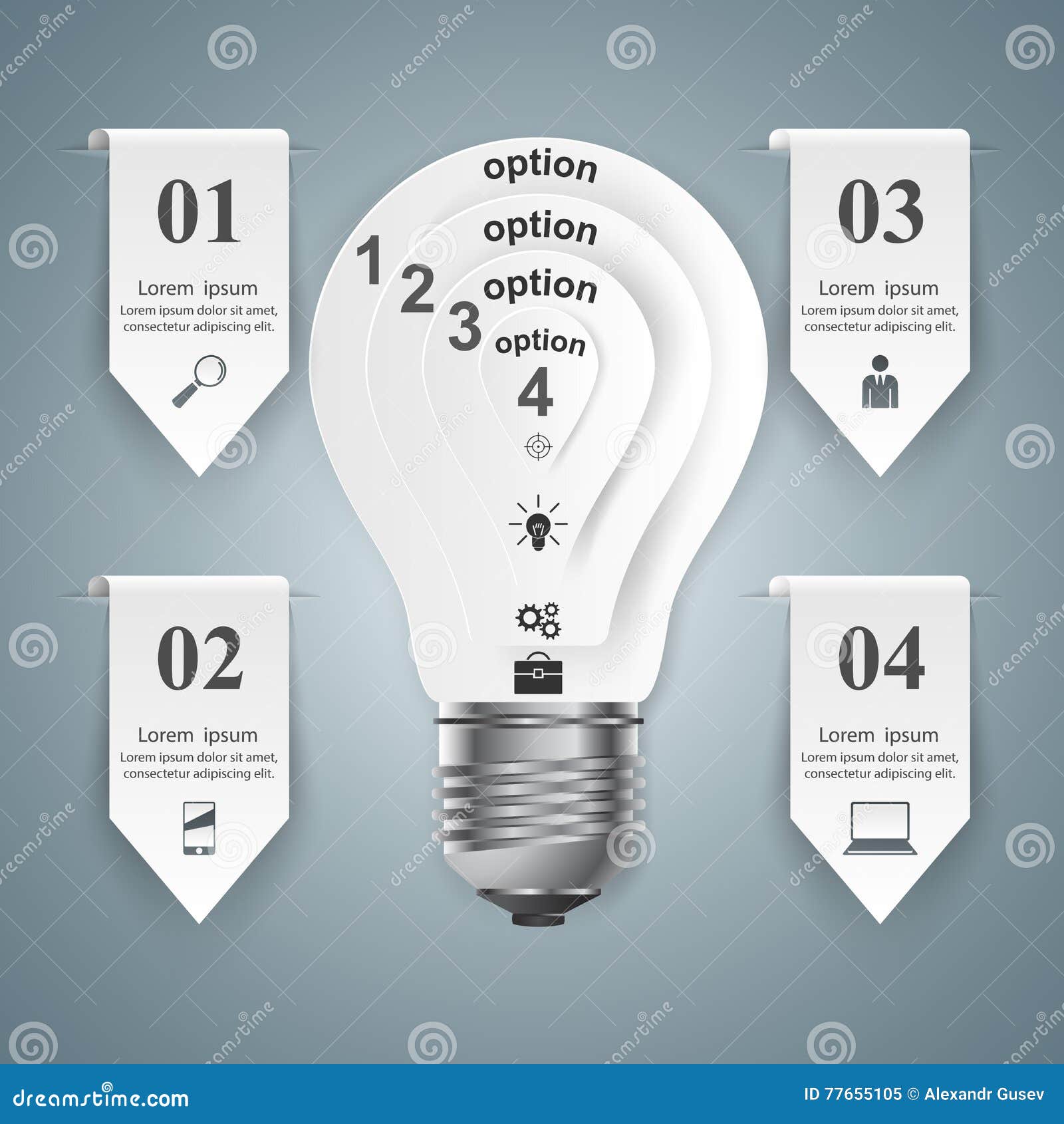 Het Ontwerp Van Infographic Bol, Licht Pictogram Vector Illustratie ...