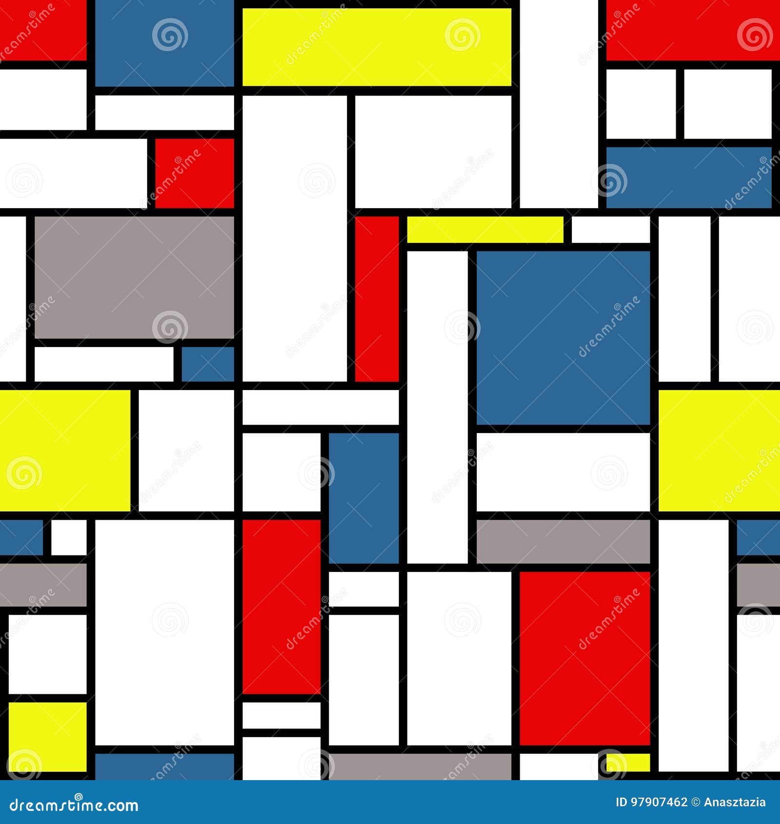 Het Patroon Van De Mondrianstijl Stock Illustratie - Illustration of ...