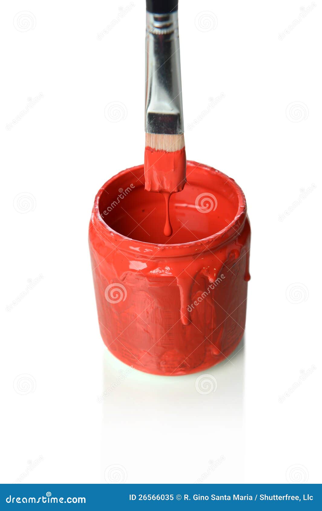 Het Penseel Dat Rode Verf Druipt in Kan Stock Afbeelding - Image of ...