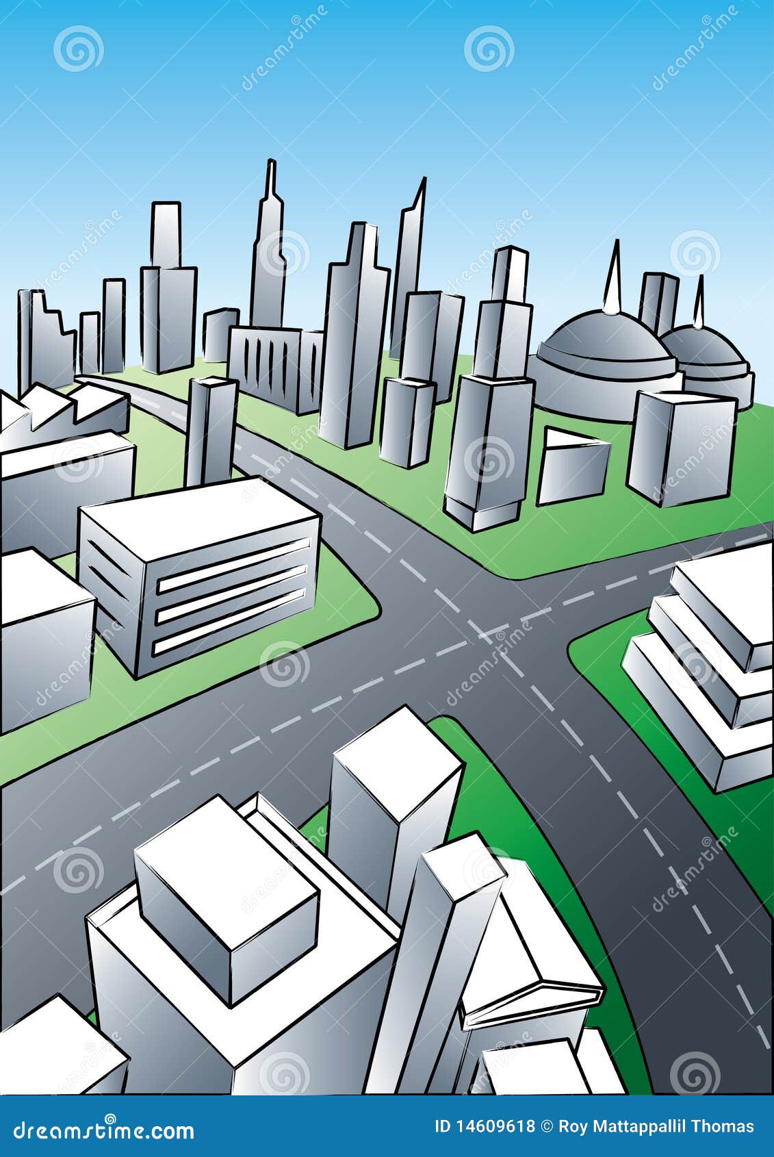 Het Perspectief Van De Stad Vector Illustratie - Illustration of bouw ...