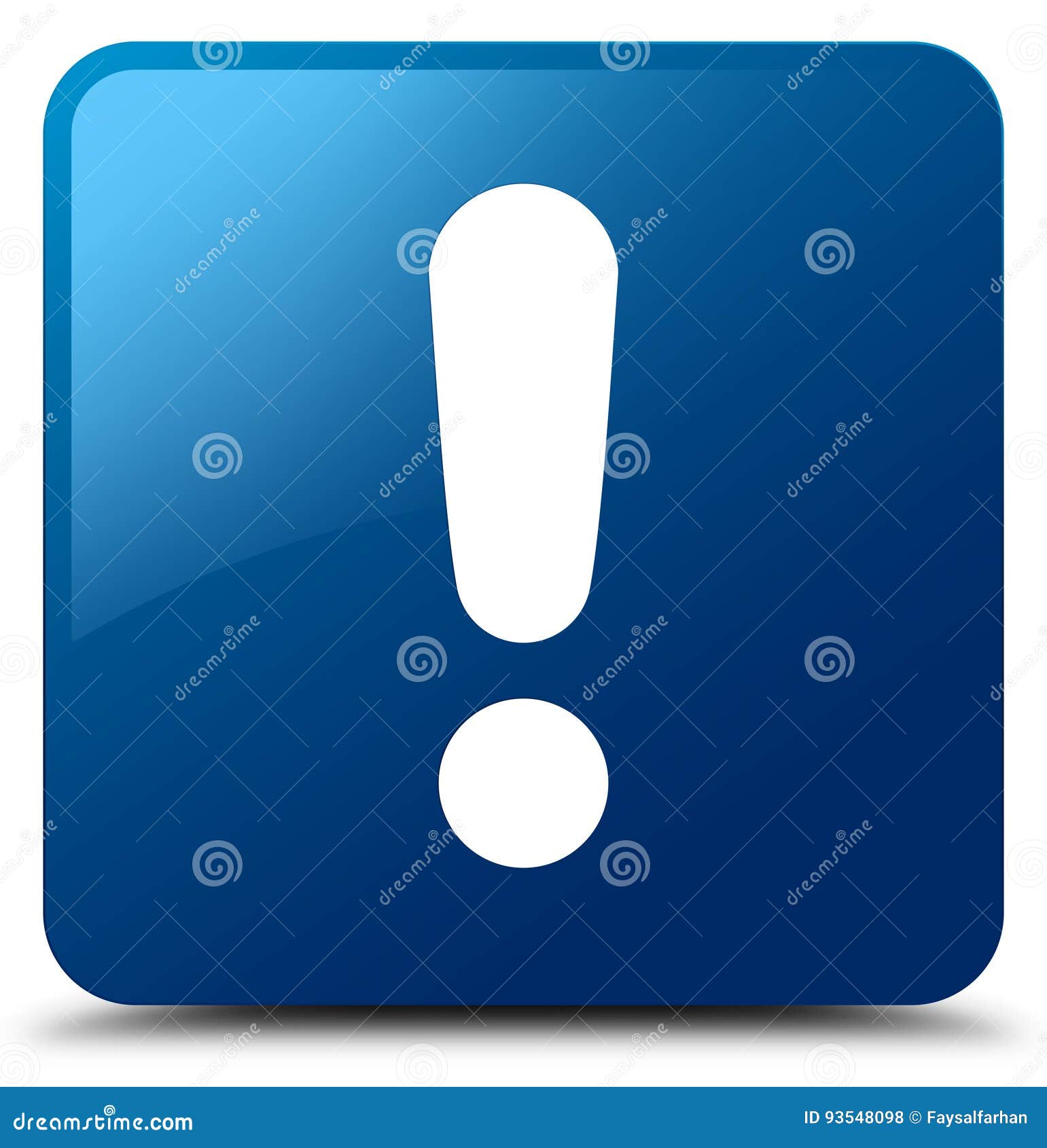 Het Pictogram Blauwe Vierkante Knoop Van Het Uitroepteken Stock ...