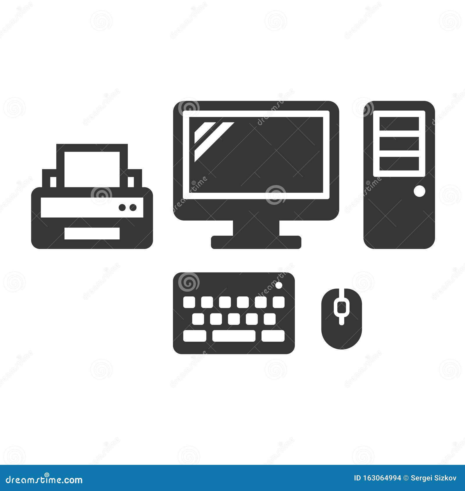 Het Pictogram Van De Computer Van De Desktop Op Witte Achtergrond ...