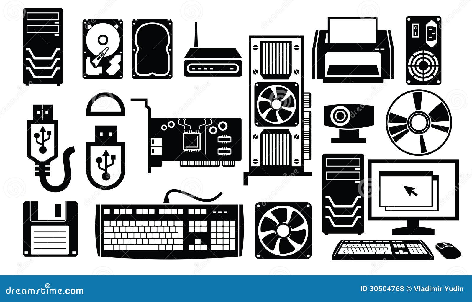 Het Pictogram Van De Computerhardware Vector Illustratie - Illustration ...
