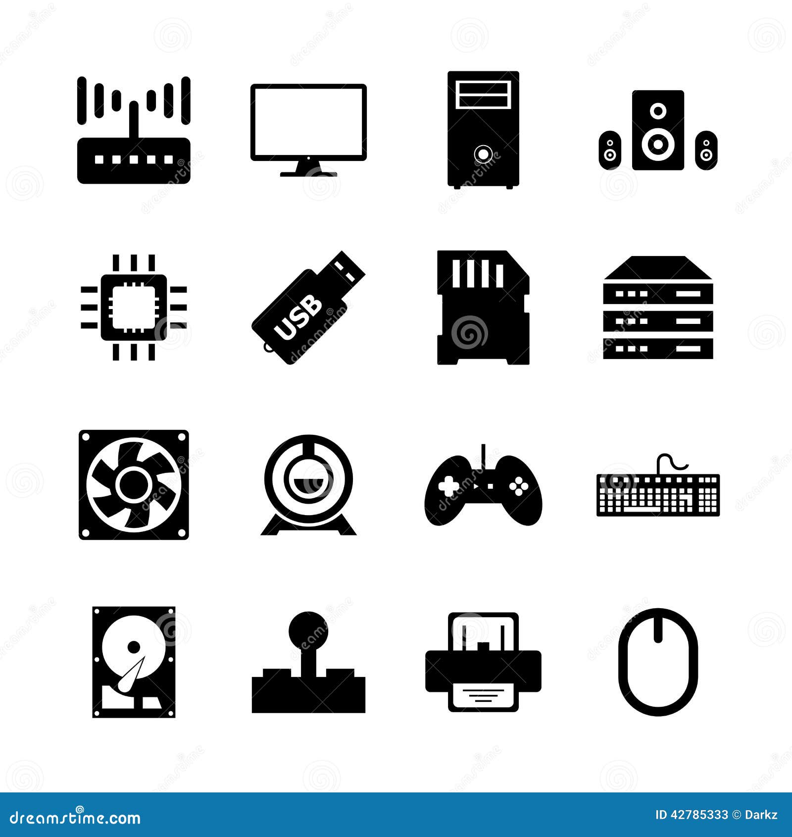 Het Pictogram Van De Computerhardware Stock Illustratie - Illustration ...