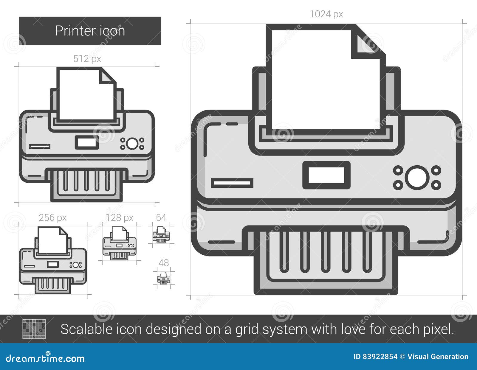 Het Pictogram Van De Printerlijn Vector Illustratie - Illustration of ...