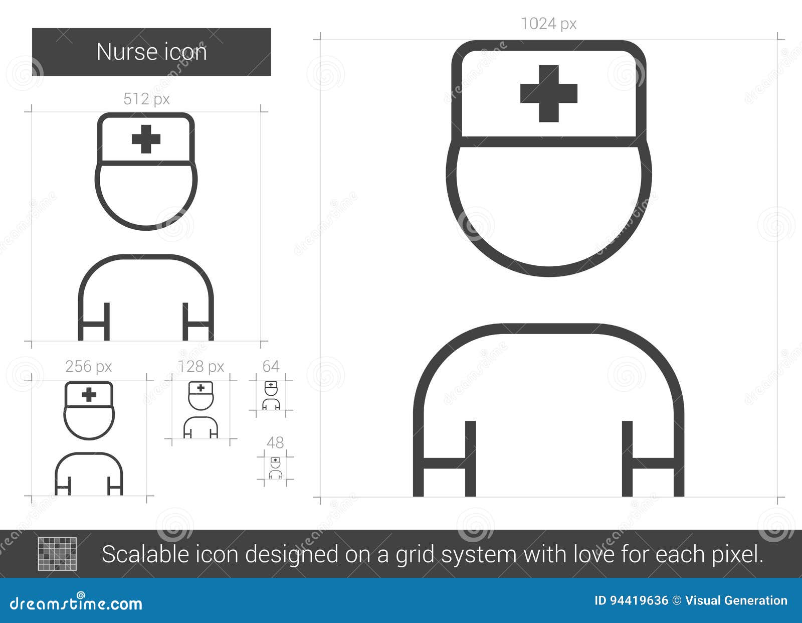 Het Pictogram Van De Verpleegsterslijn Vector Illustratie ...