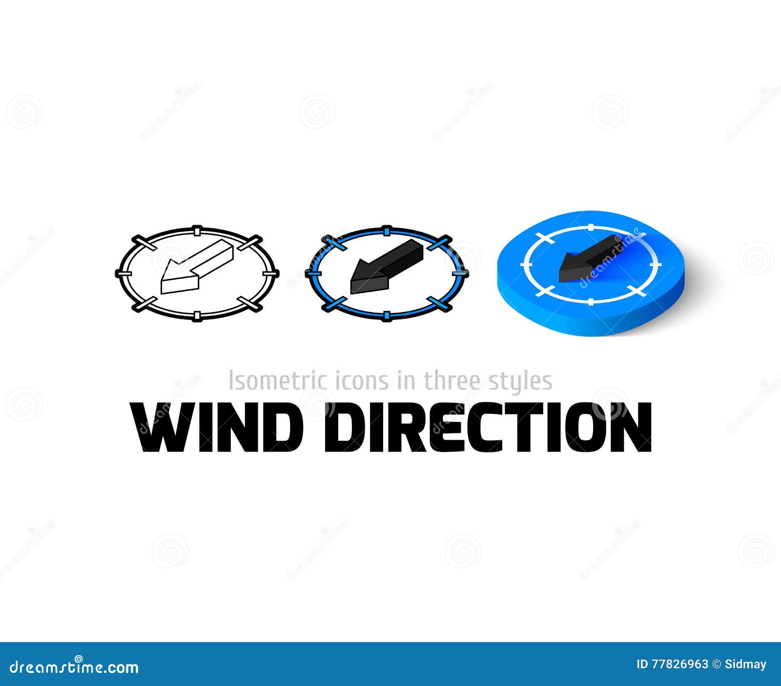 Het Pictogram Van De Windrichting in Verschillende Stijl Vector ...