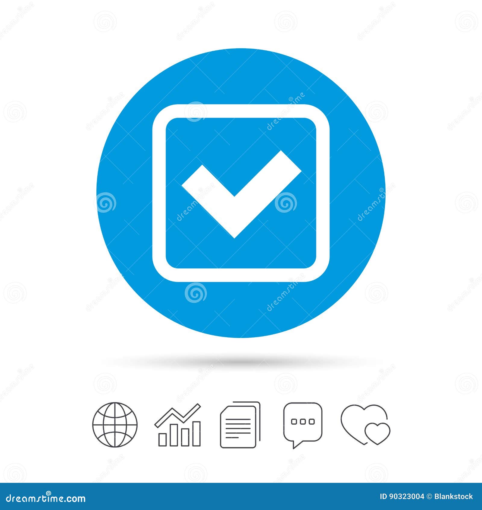 Het Pictogram Van Het Vinkjeteken Ja Vierkant Symbool Vector ...