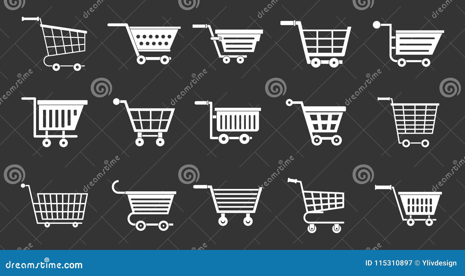 Het Pictogram Vastgestelde Grijze Vector Van De Winkelkar Vector ...