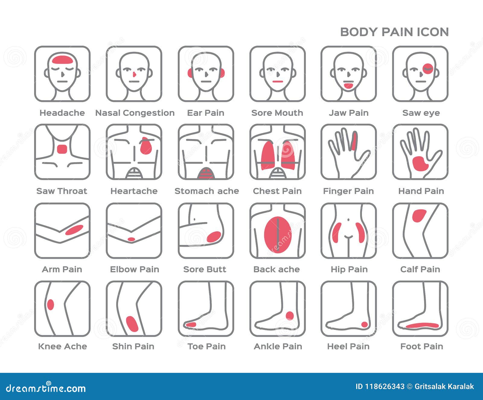 Het Pictogramembleem Van De Lichaamspijn, Pijn Vector Illustratie ...