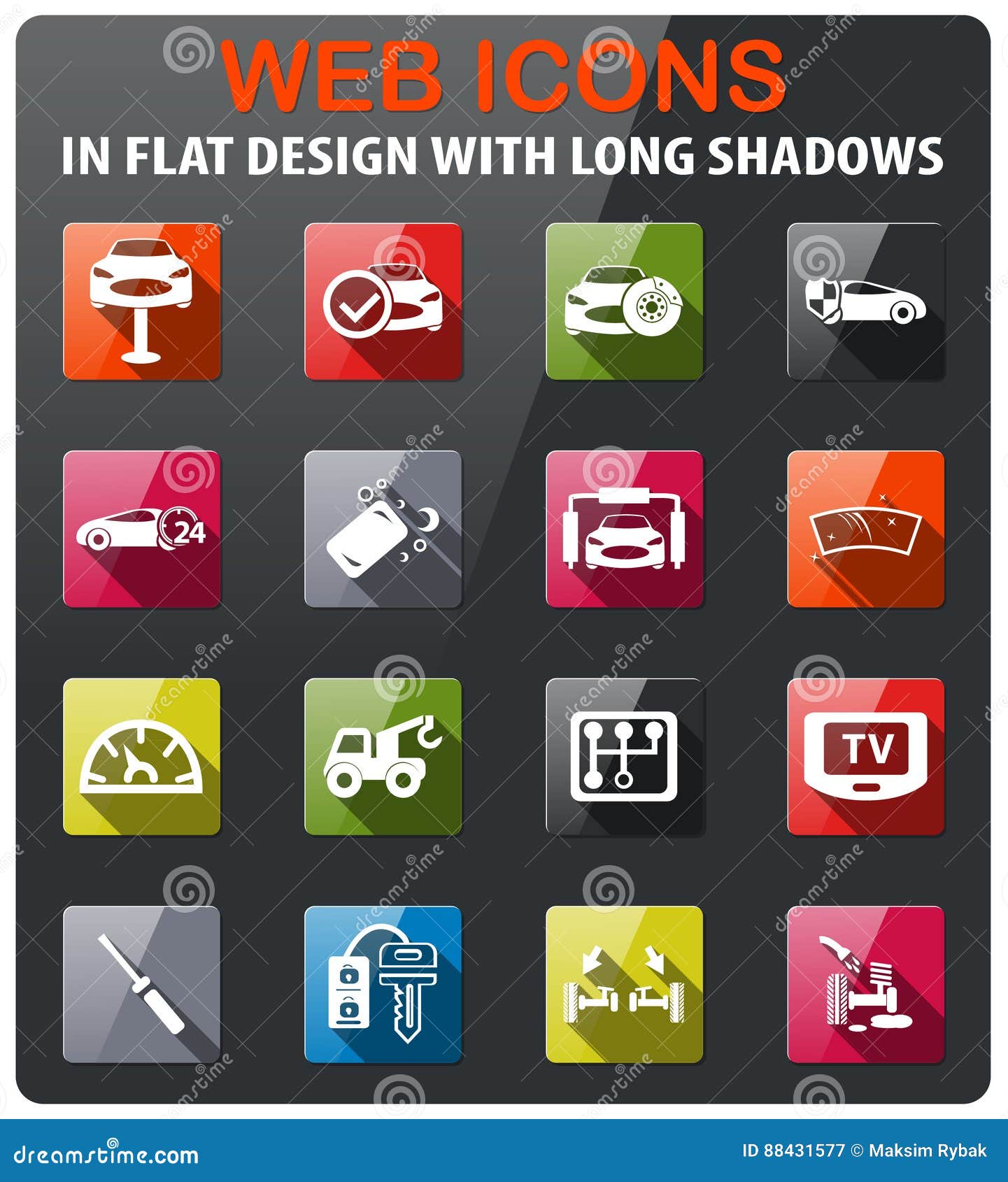 Het Pictogramreeks Van De Autowinkel Stock Illustratie - Illustration ...