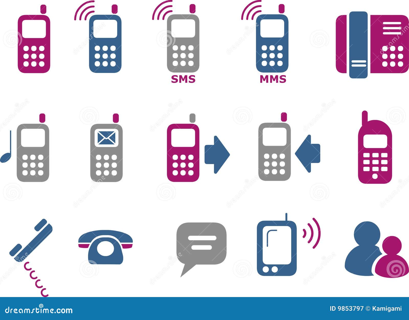 Het Pictogramreeks Van De Telefoon Vector Illustratie - Illustration of ...