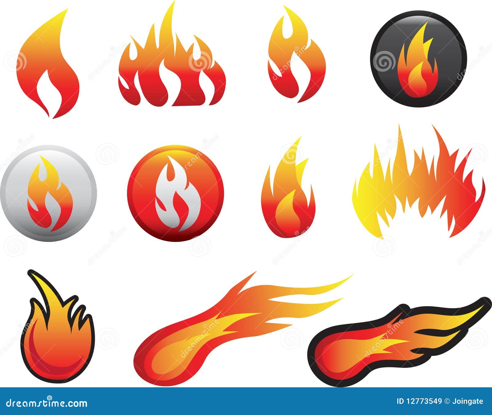 Het Pictogramreeks Van De Vlam Vector Illustratie - Illustration of ...