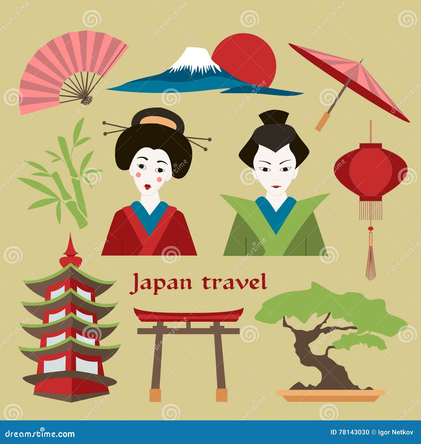 Het Pictogramreeks Van Japan Vector Illustratie - Illustration of ...