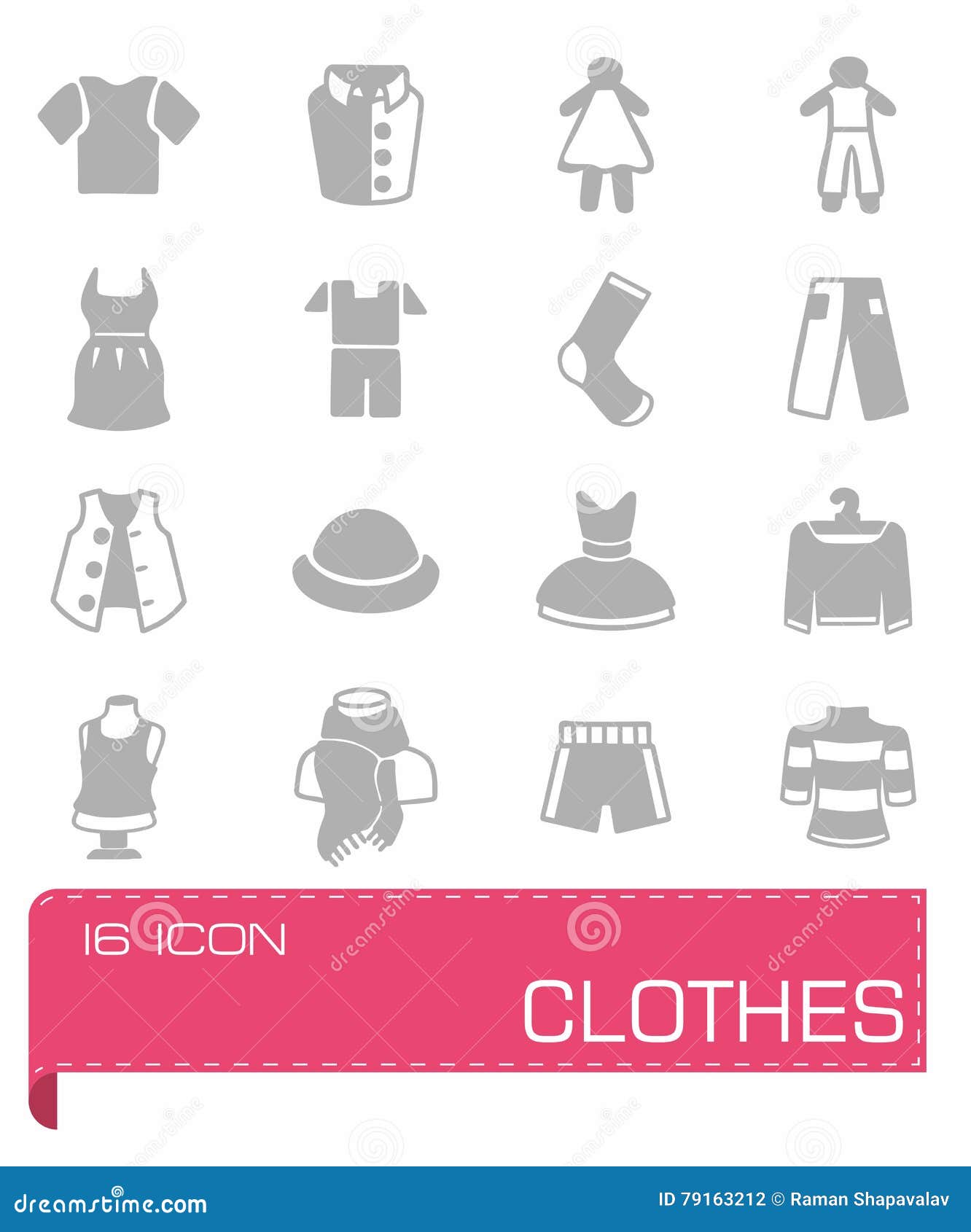 Het Pictogramreeks Van Kleren Stock Illustratie - Illustration of ...