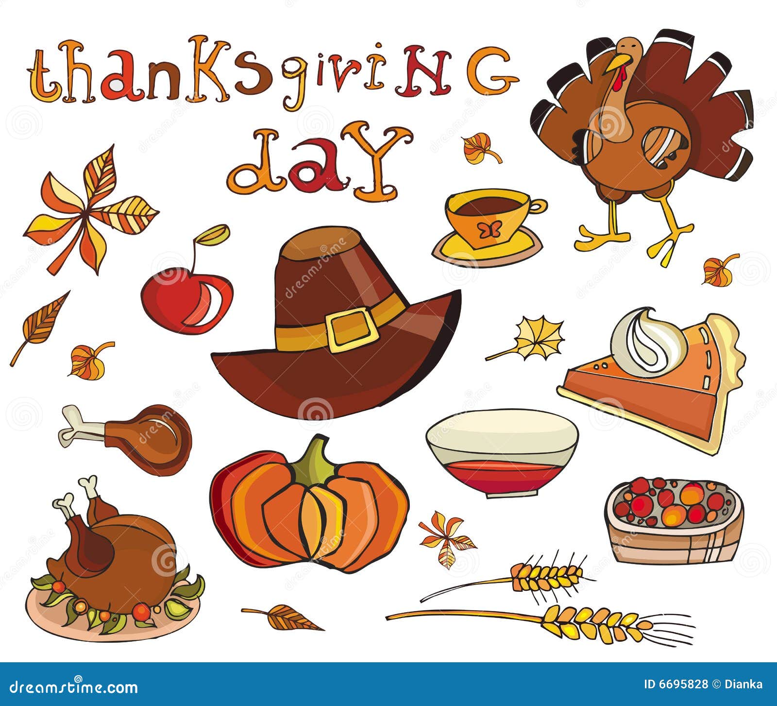 Het Pictogramreeks Van Thanksgiving Day Vector Illustratie ...