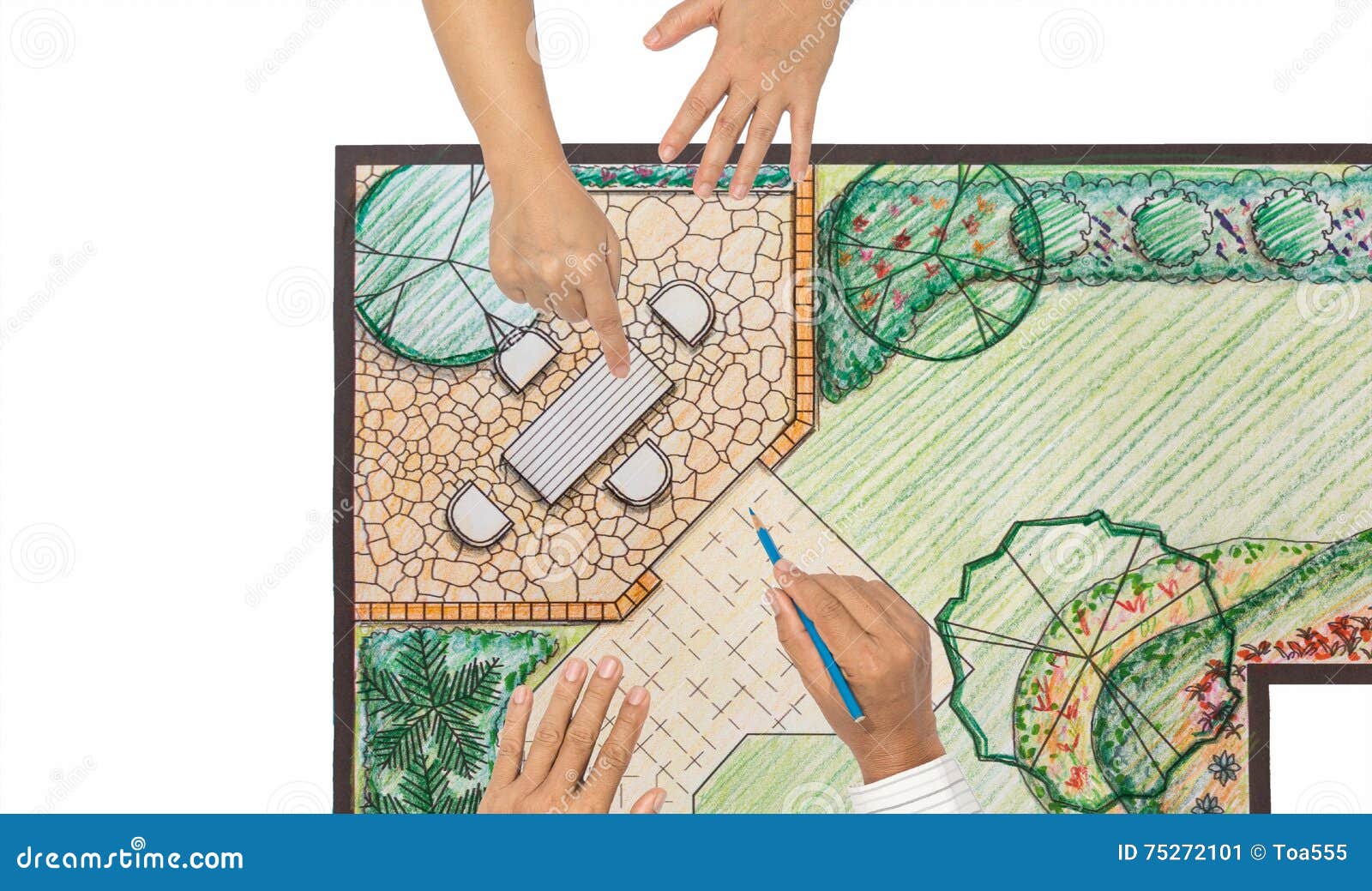 Het Plan Van De Het Ontwerpbinnenplaats Van De Landschapsarchitect ...