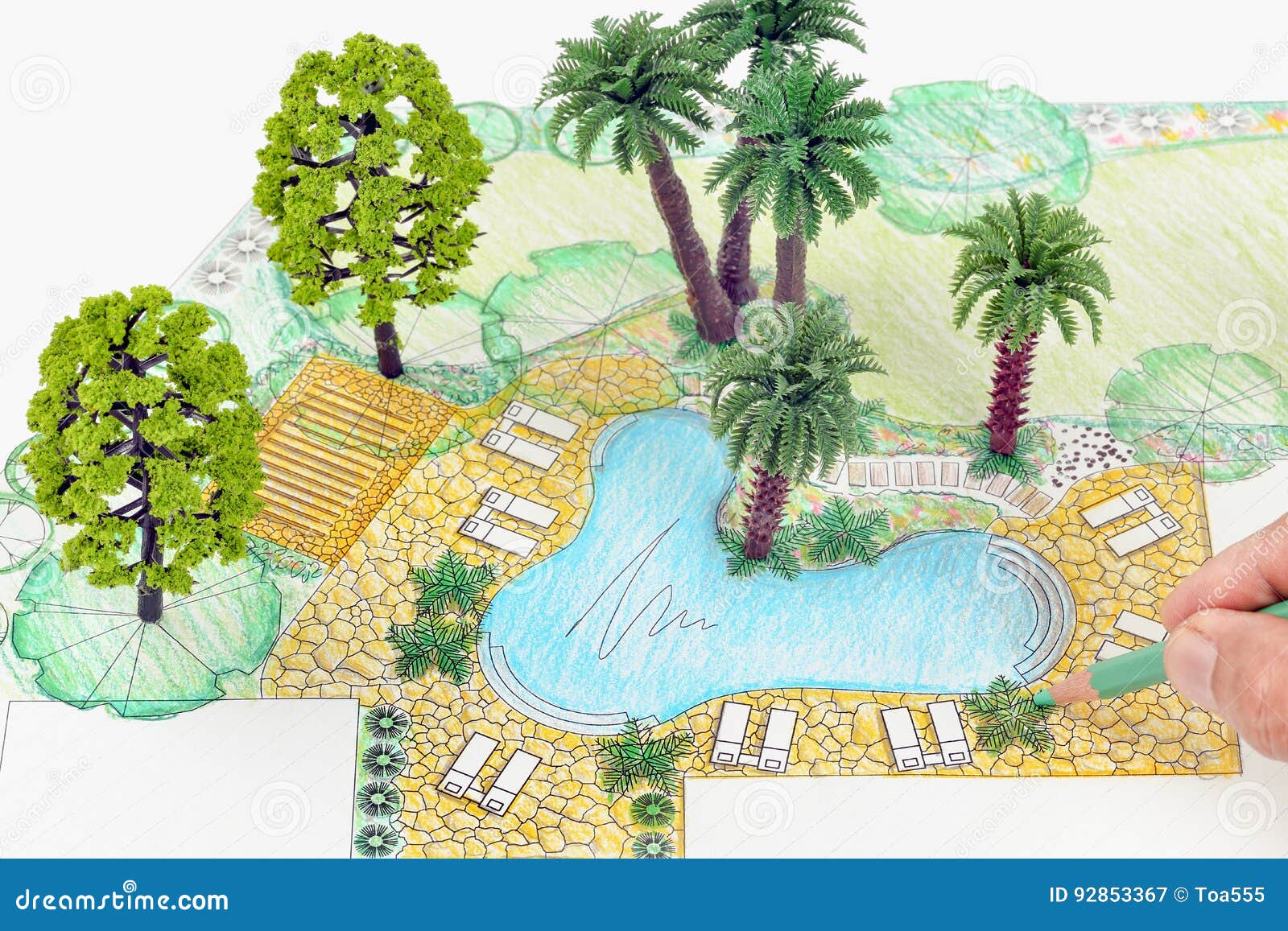 Het Plan Van De Het Ontwerpbinnenplaats Van De Landschapsarchitect ...