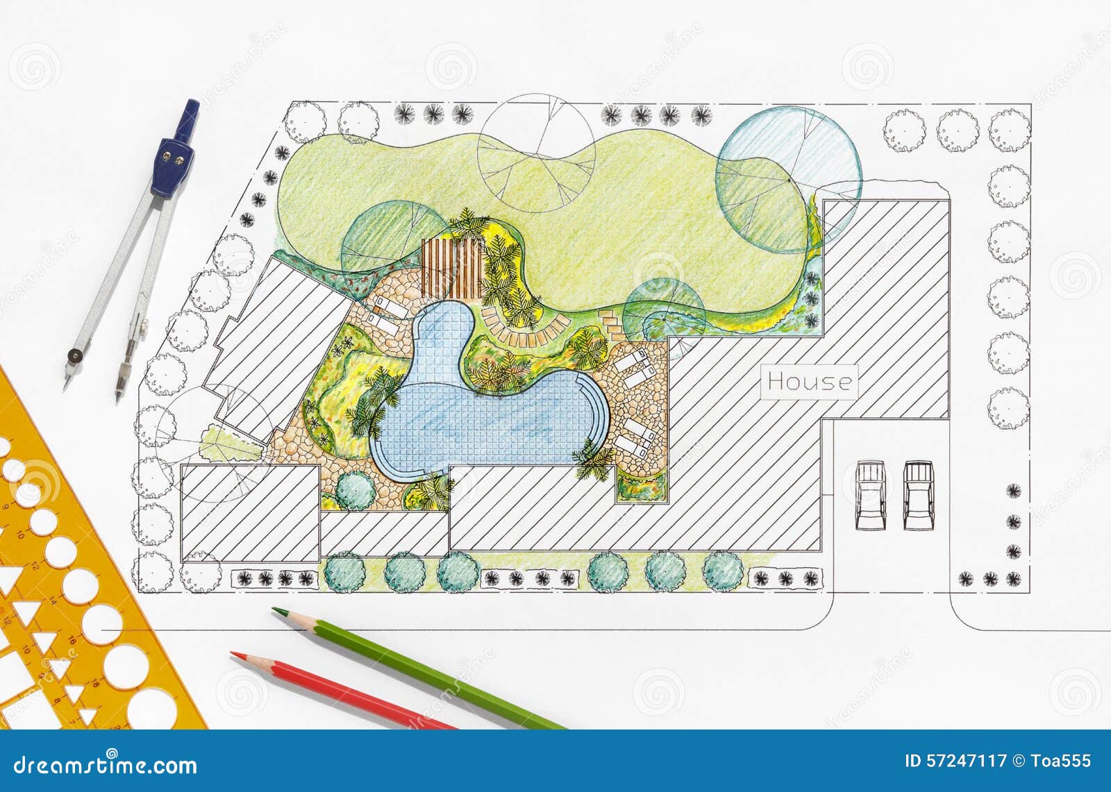 Het Plan Van De Het Ontwerpbinnenplaats Van De Landschapsarchitect Voor ...