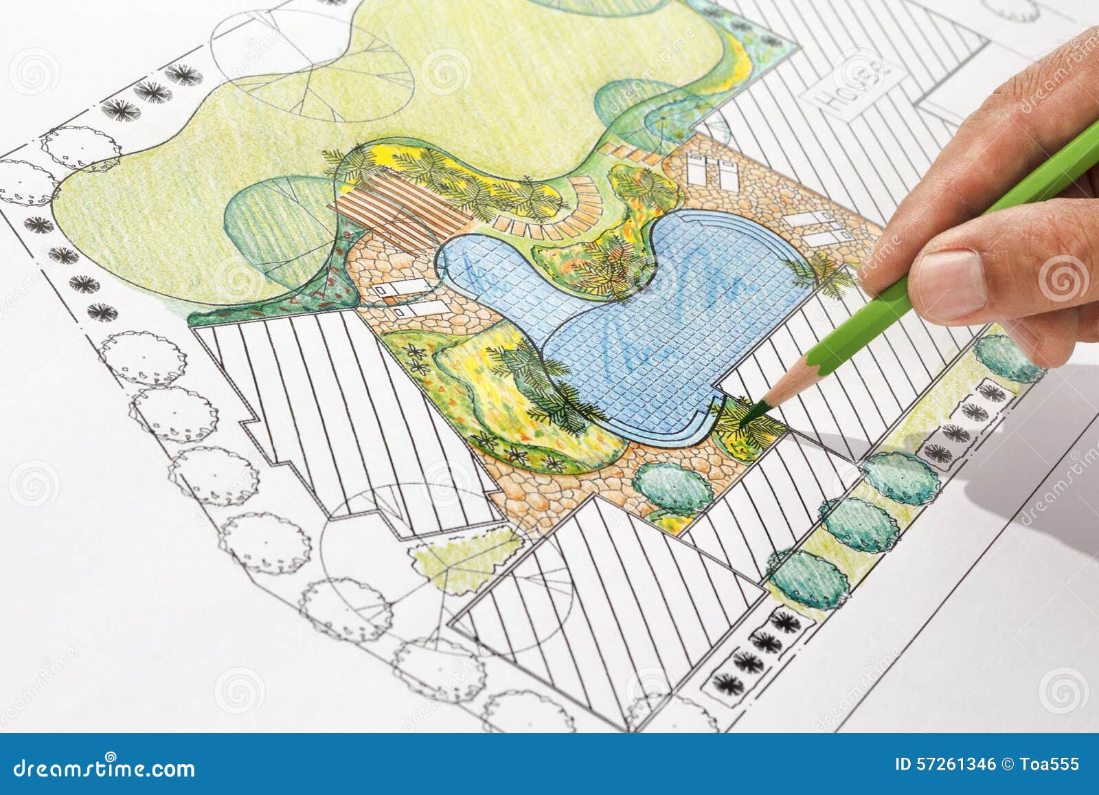 Het Plan Van De Het Ontwerpbinnenplaats Van De Landschapsarchitect Voor ...