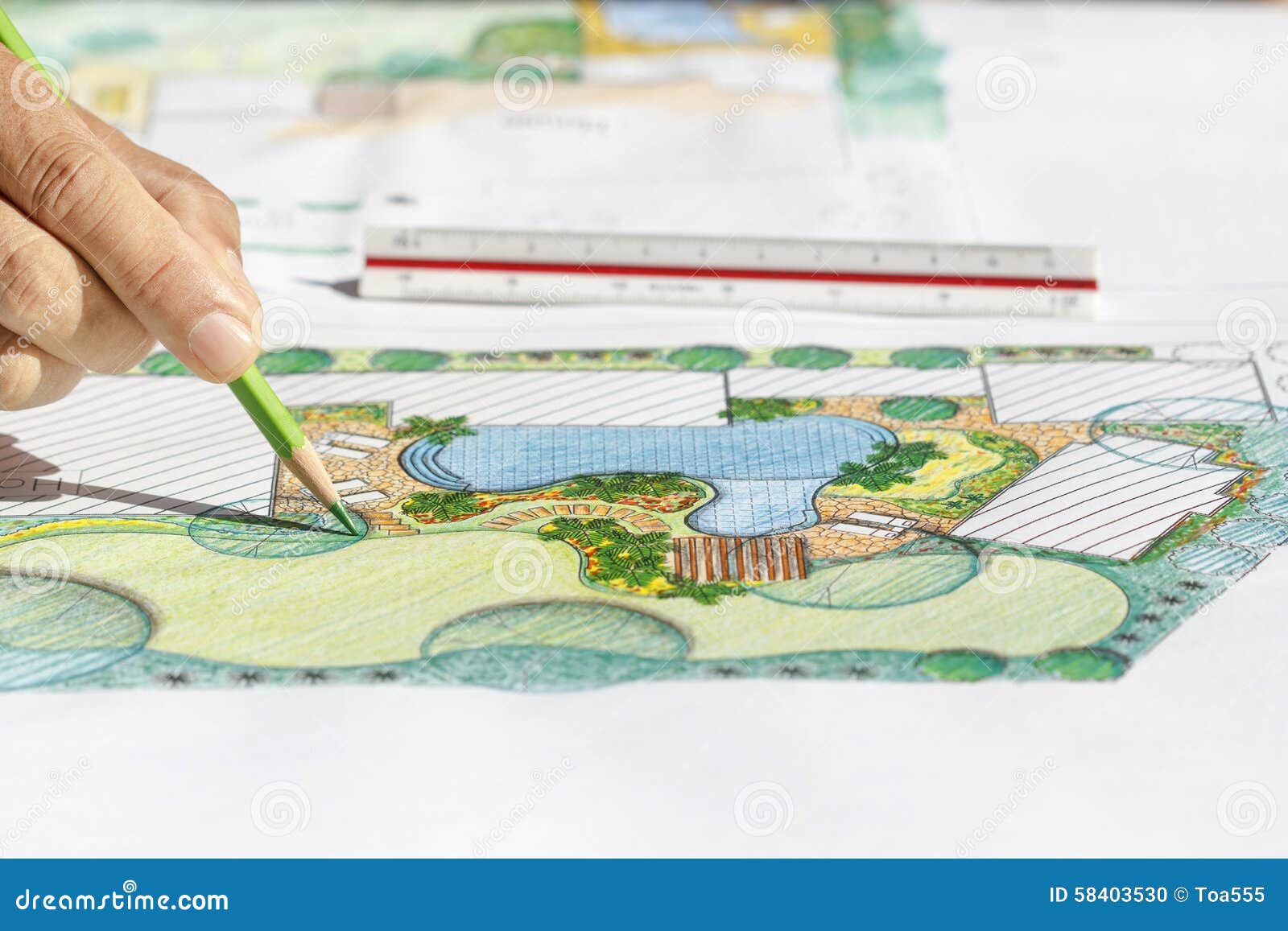 Het Plan Van De Het Ontwerpbinnenplaats Van De Landschapsarchitect Voor ...