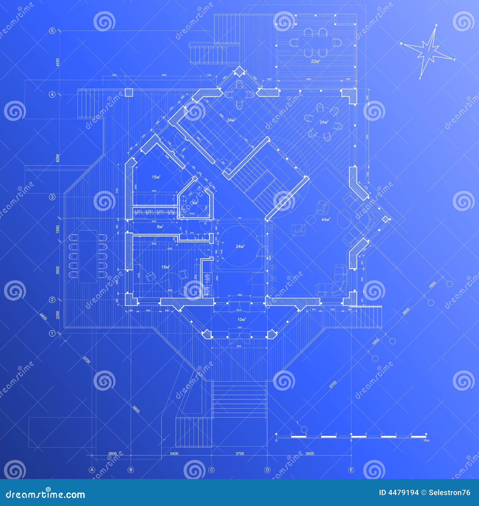 Het Plan Van Het Huis: Vector Blauwdruk Vector Illustratie ...