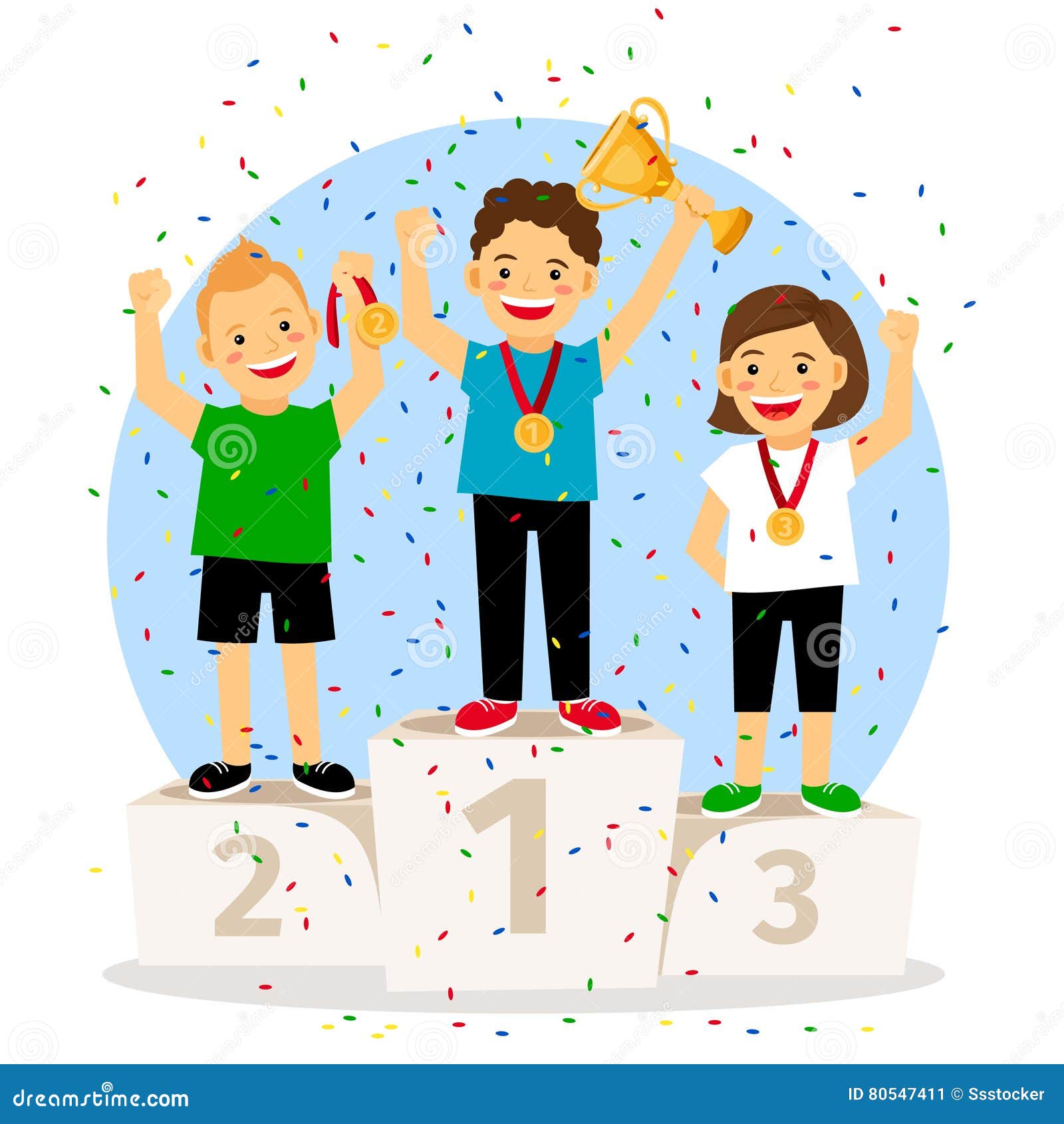 Het Podium Van De Jonge Kinderenwinnaar Vector Illustratie ...