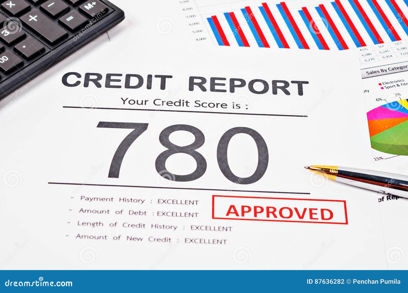 Het Rapport Van De Kredietscore Stock Foto - Image of krediet ...