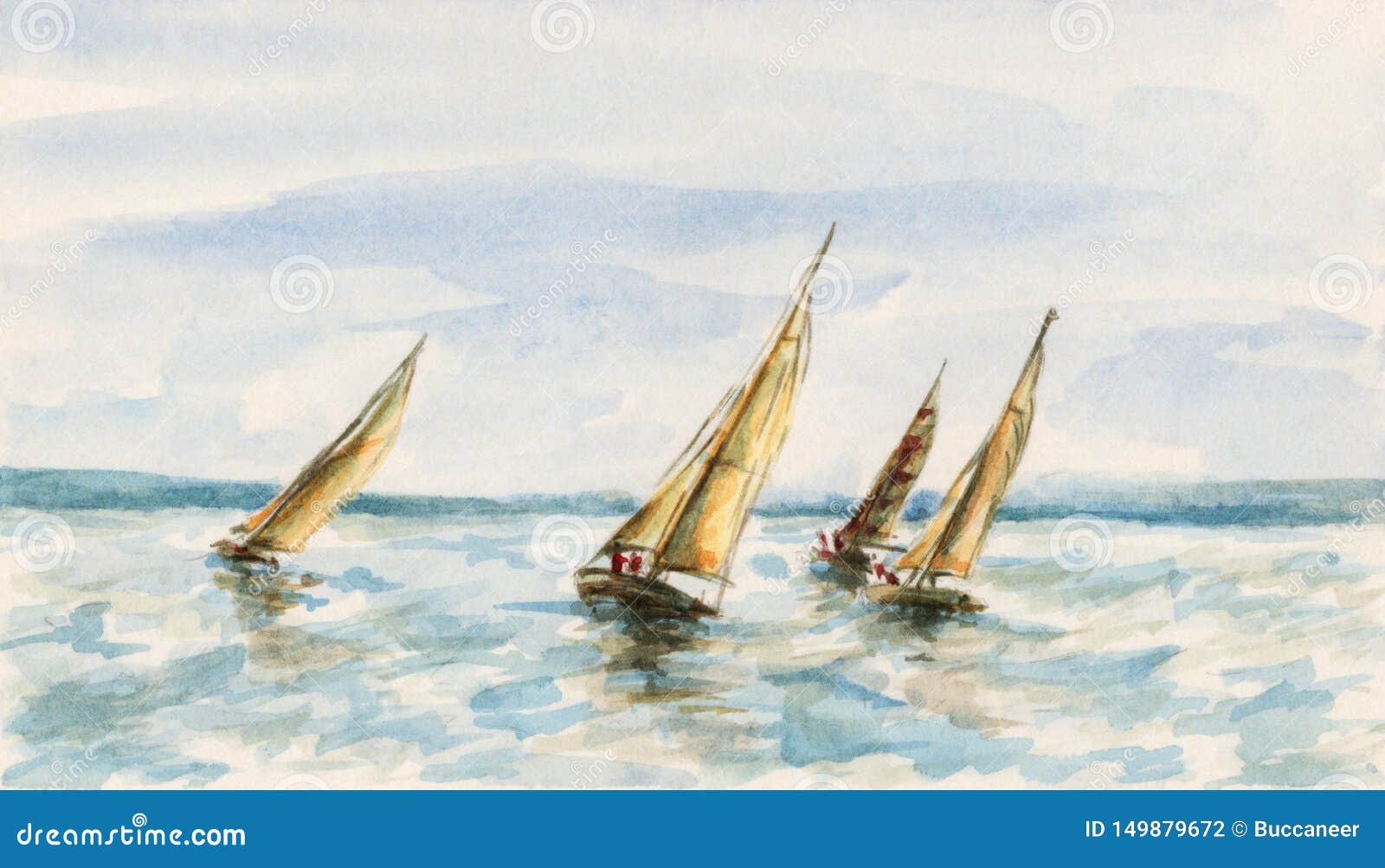 Het ras van zeilboten stock illustratie. Illustration of waterkleur ...