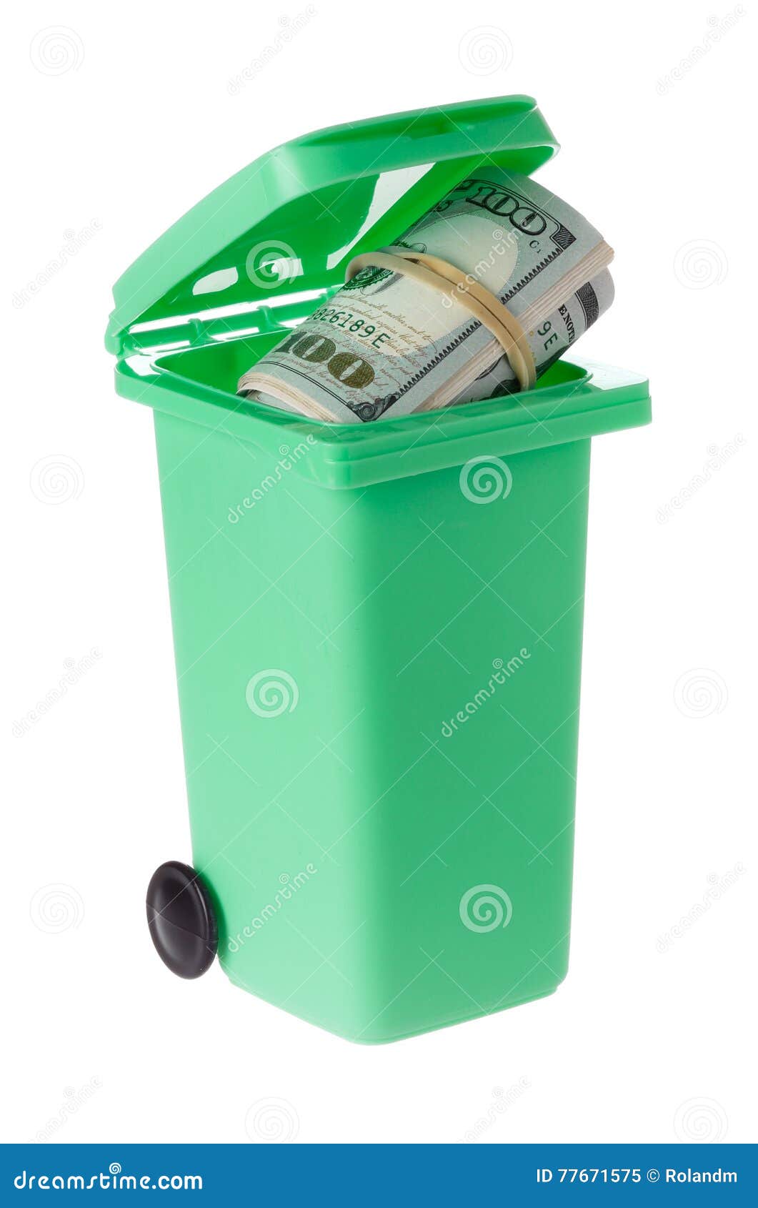 Het Recycling Van Bak Met Bankbiljetten Stock Afbeelding - Image of ...