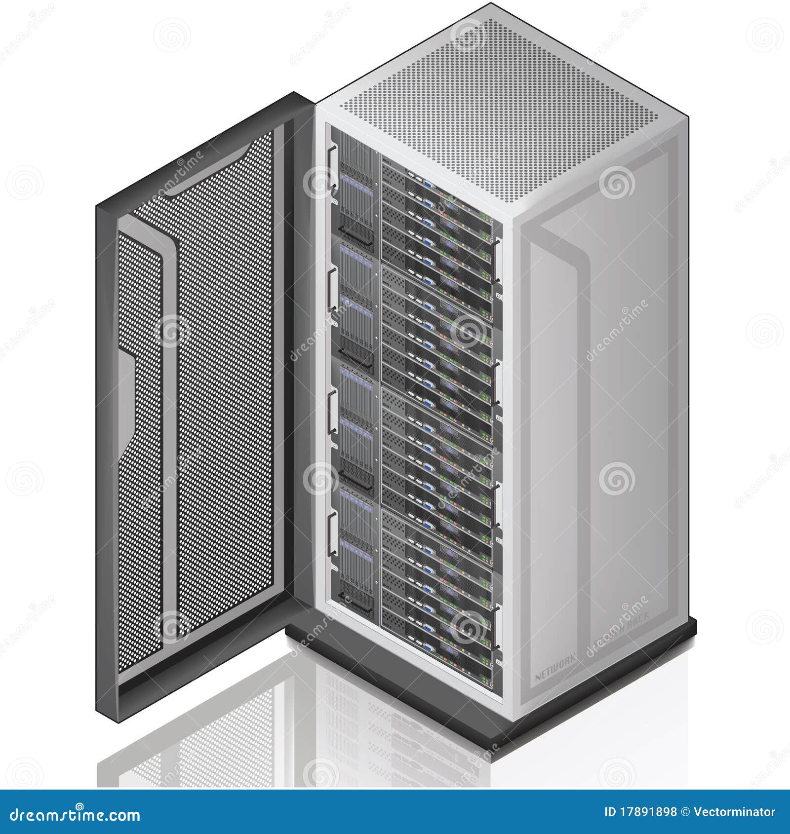 Het Rek Van De Server Van Het Netwerk Vector Illustratie - Illustration ...