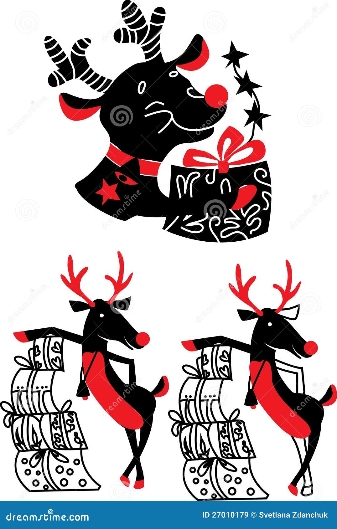 Het Rendier Rudolf Van Kerstmis Vector Illustratie - Illustration of ...