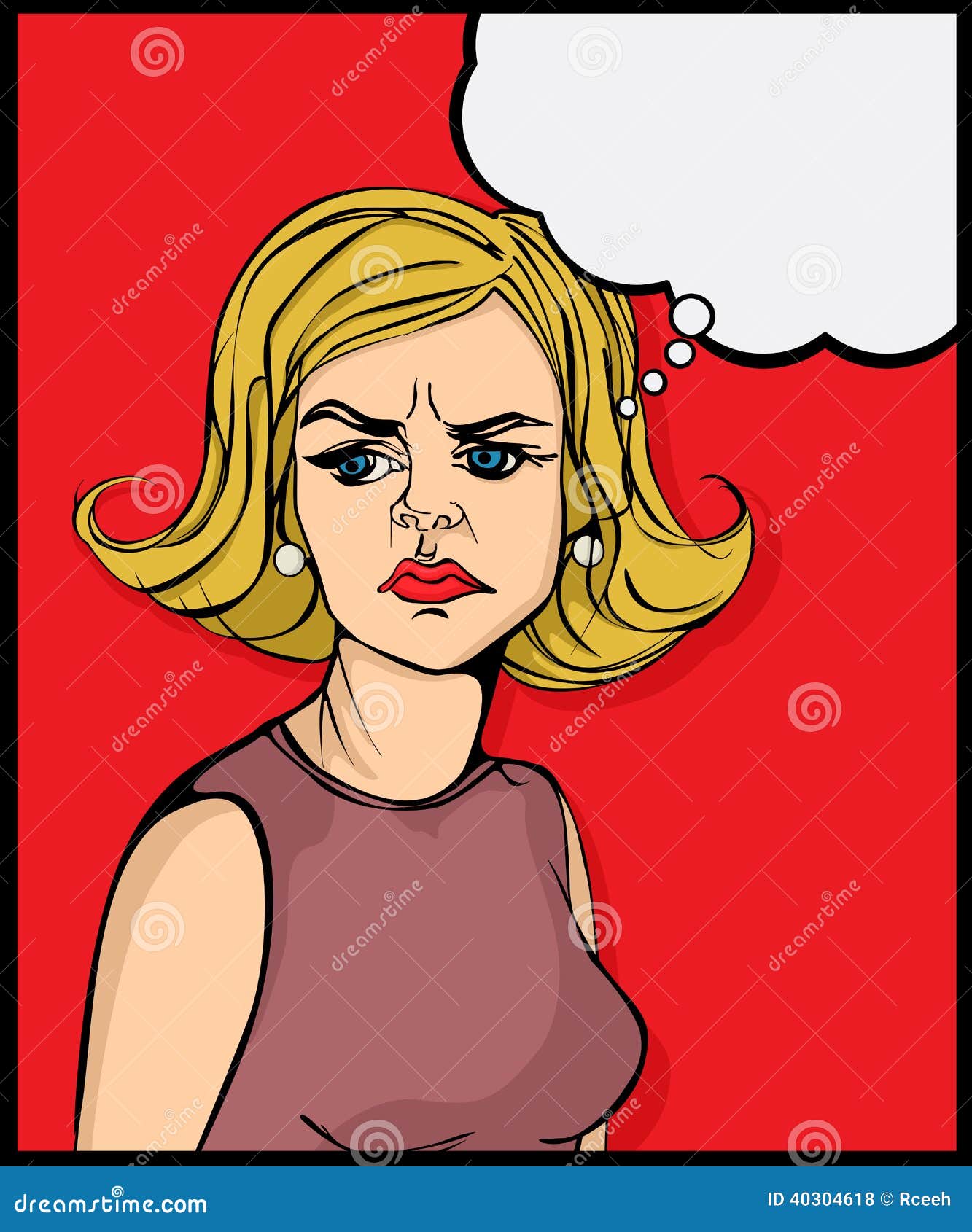 Het Retro Kijken Boze Vrouw Vector Illustratie - Illustration of ...